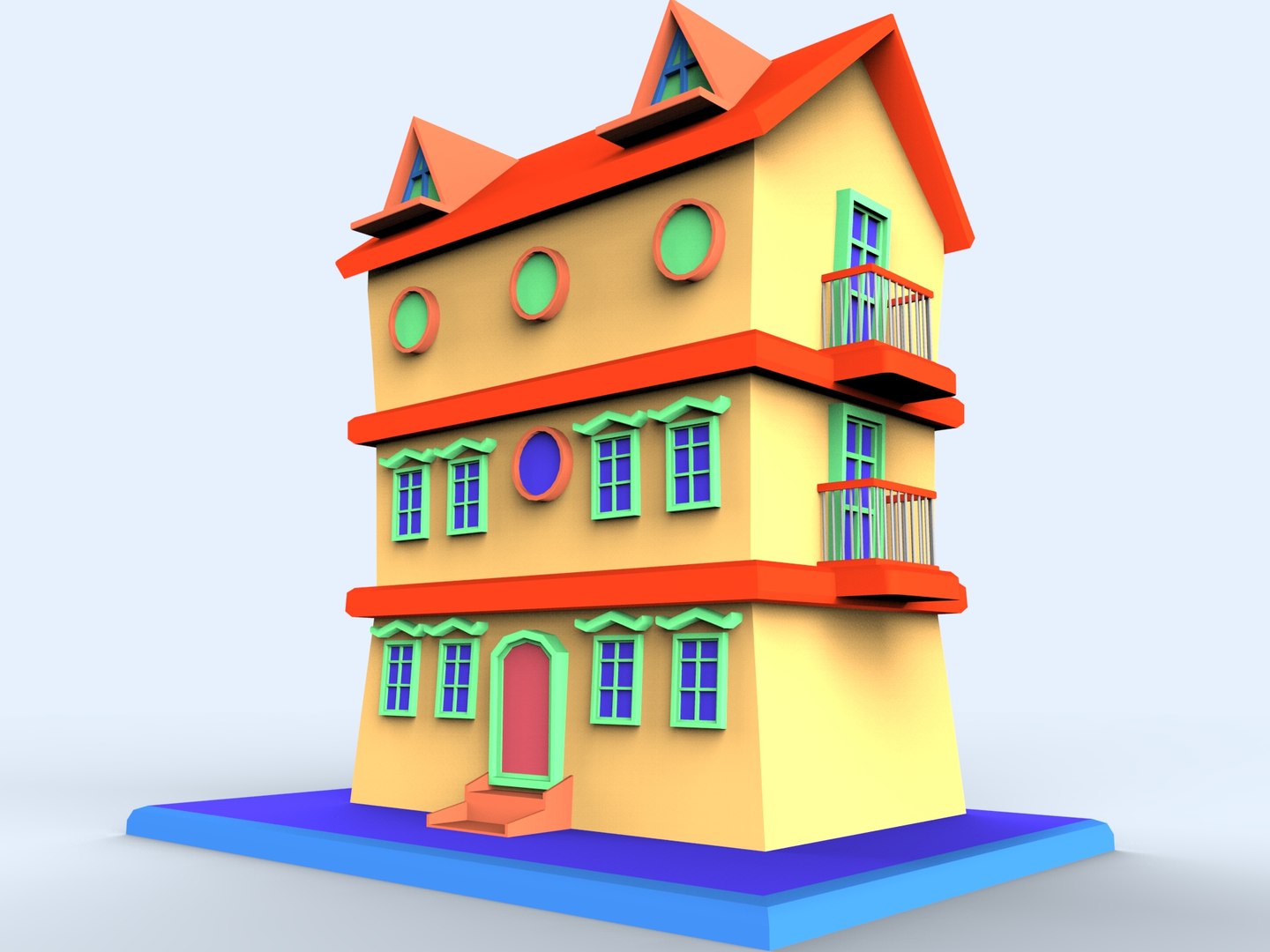 Colorfull Cartoon Building 3d Model