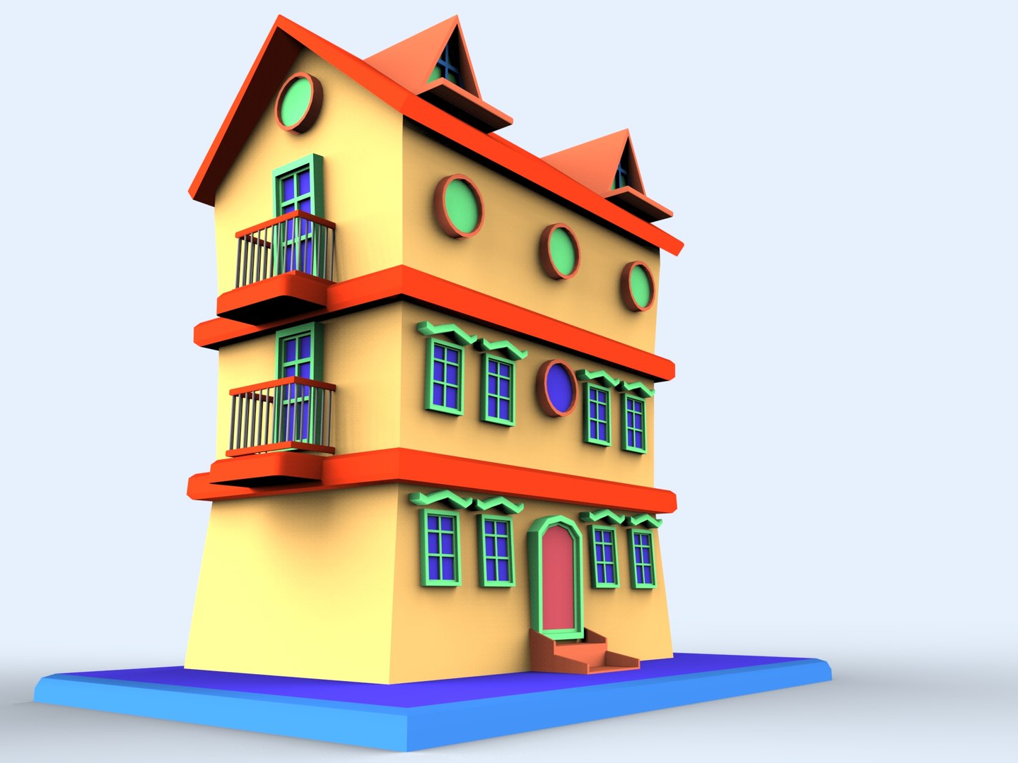 Colorfull Cartoon Building 3d Model