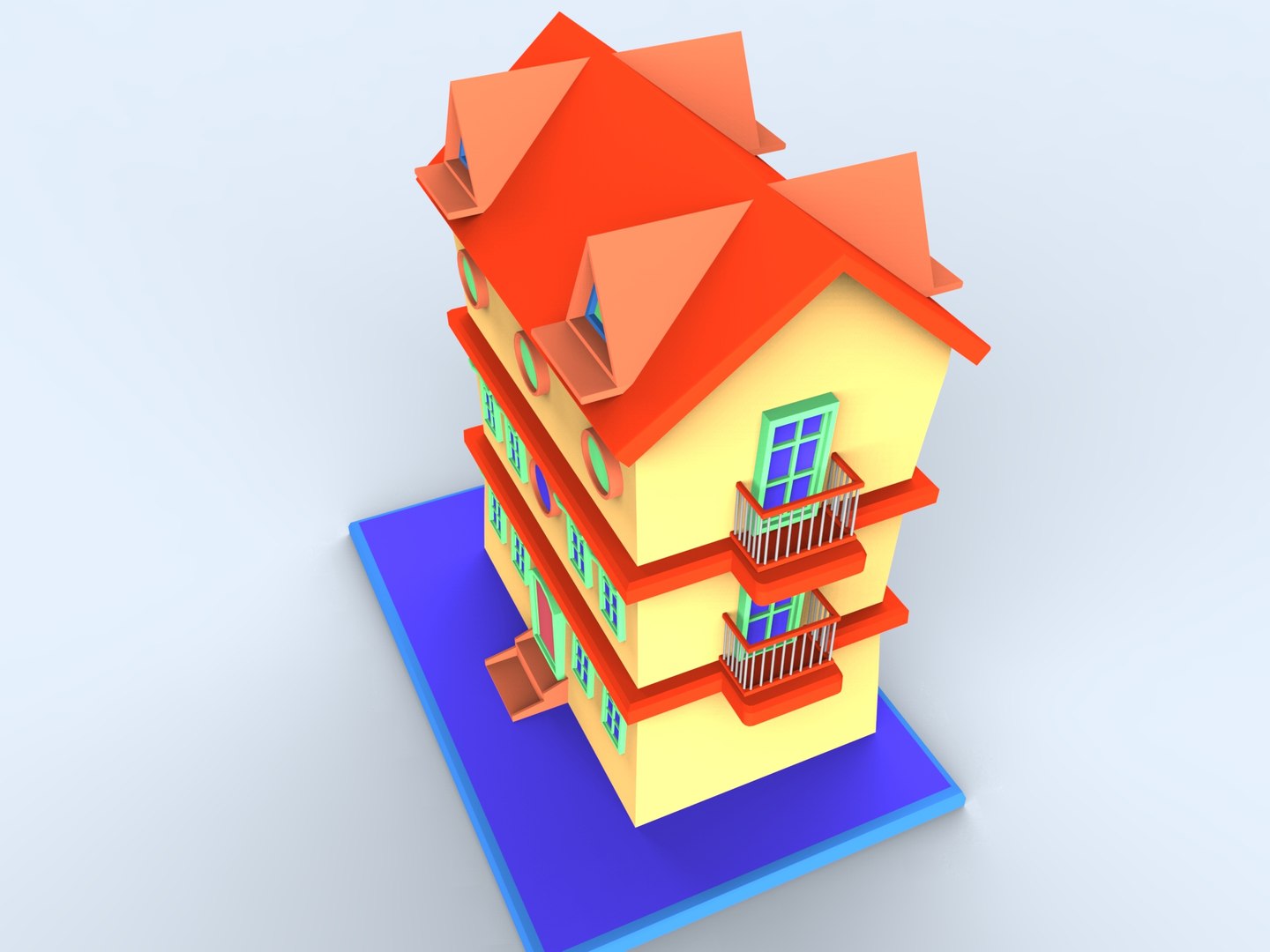 Colorfull Cartoon Building 3d Model