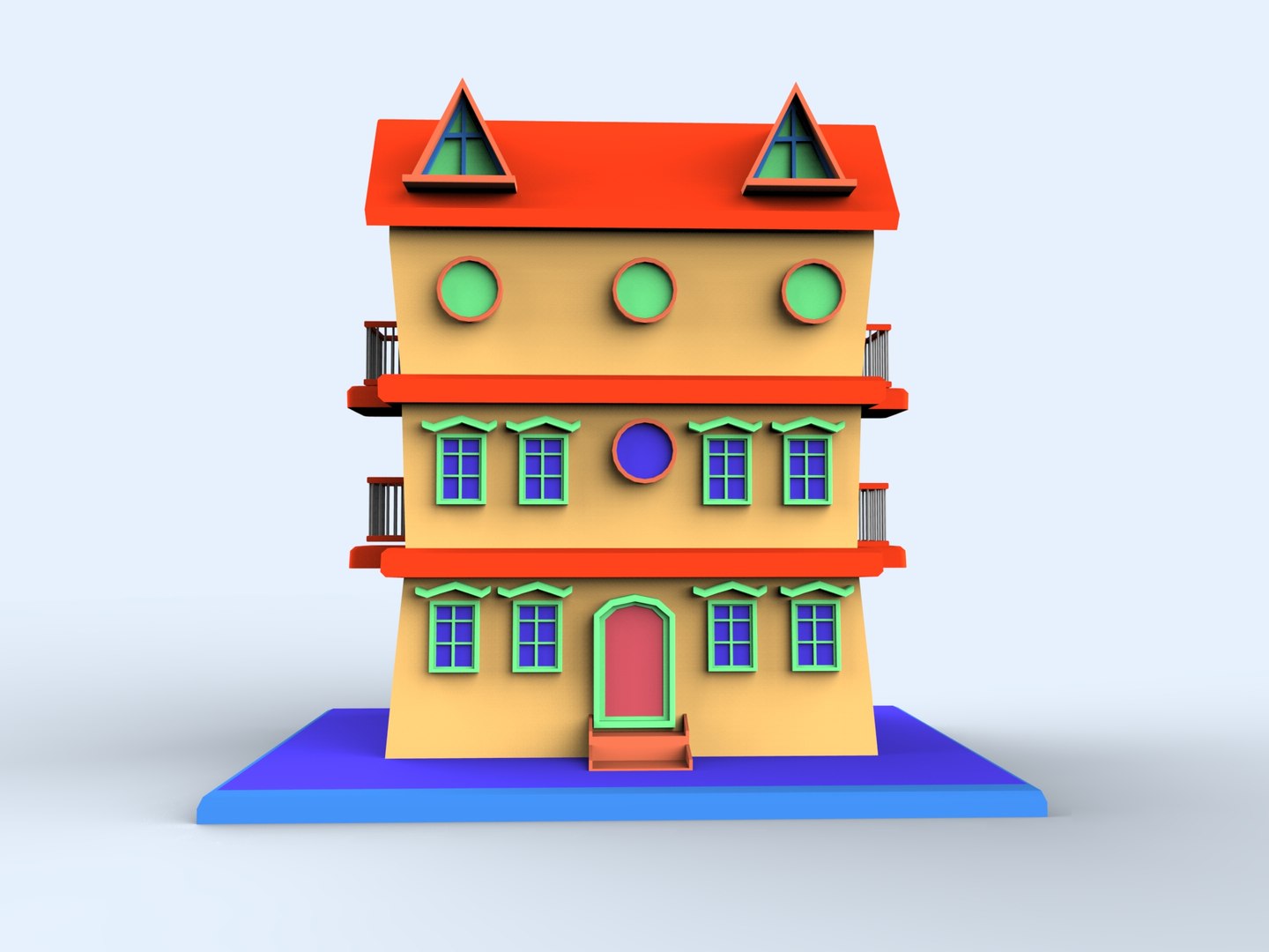 Colorfull Cartoon Building 3d Model