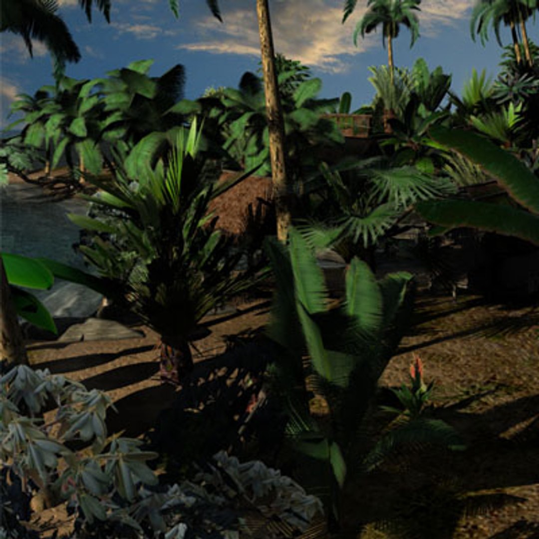 3d tropic level ps2 trees bushes model