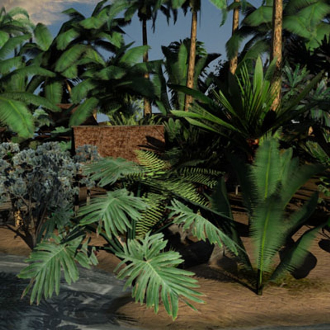 3d tropic level ps2 trees bushes model