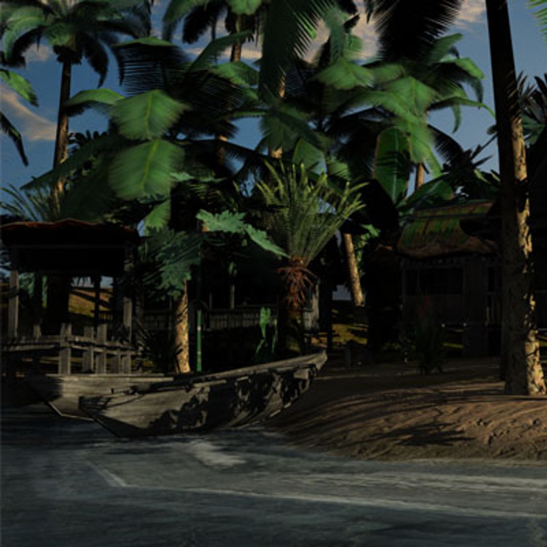 3d tropic level ps2 trees bushes model