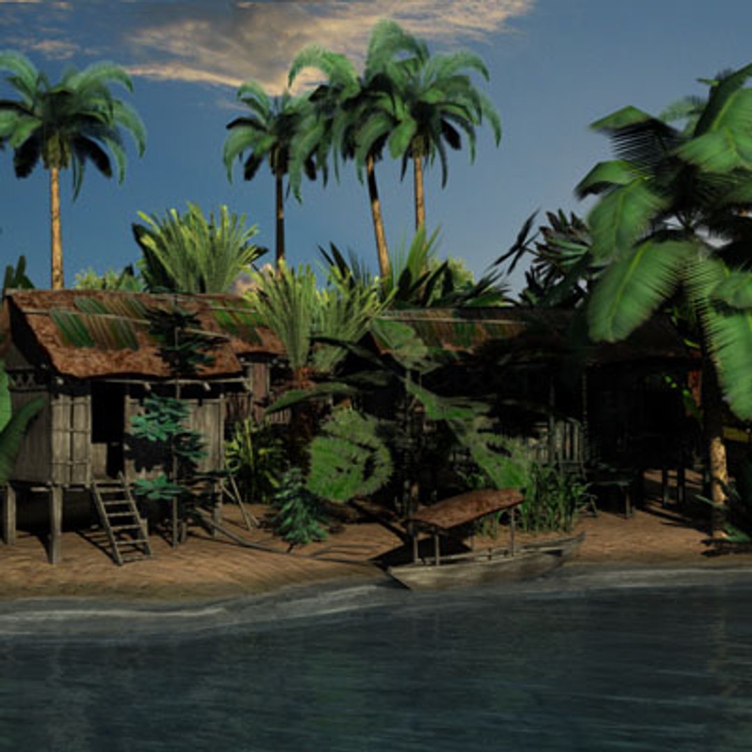 3d tropic level ps2 trees bushes model