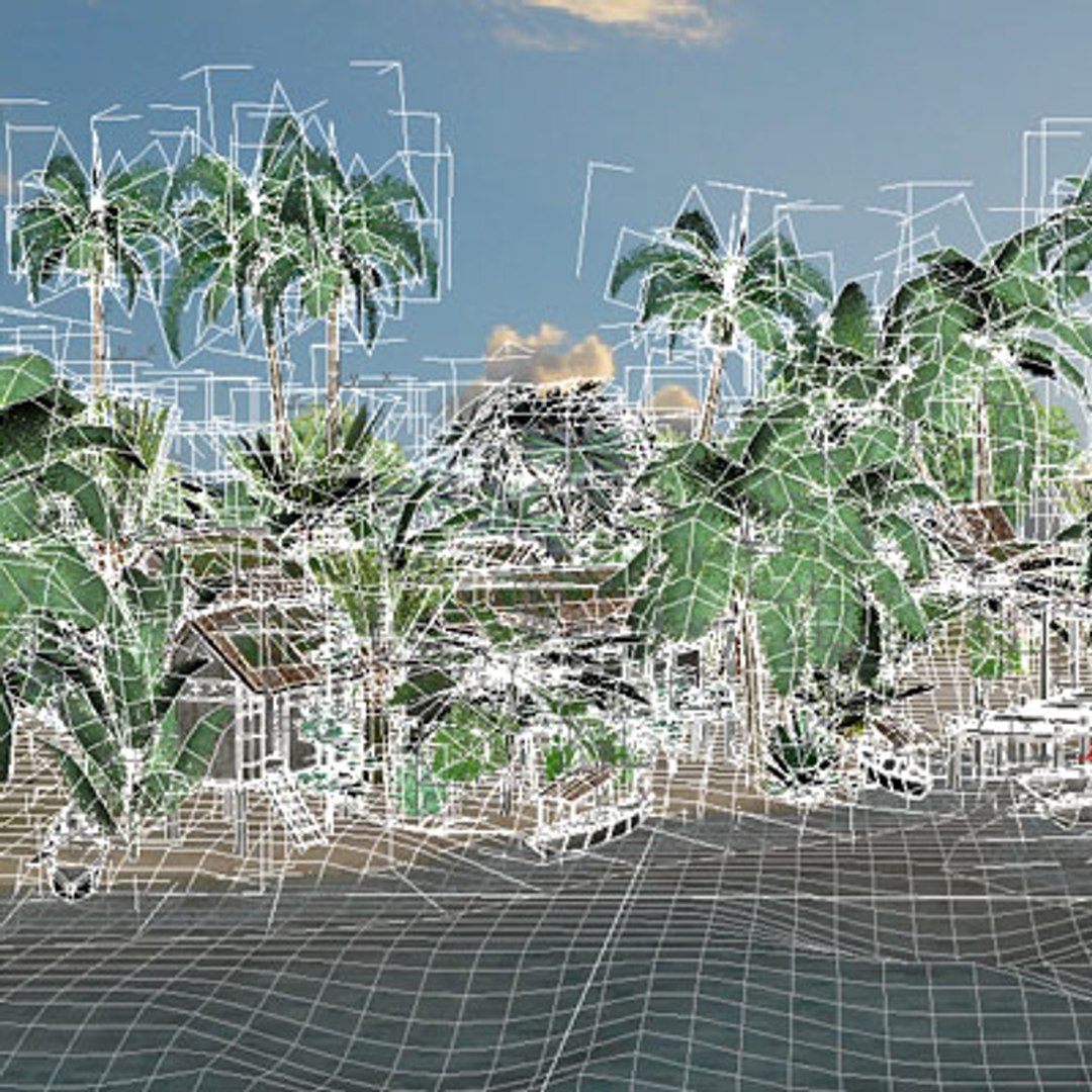 3d tropic level ps2 trees bushes model