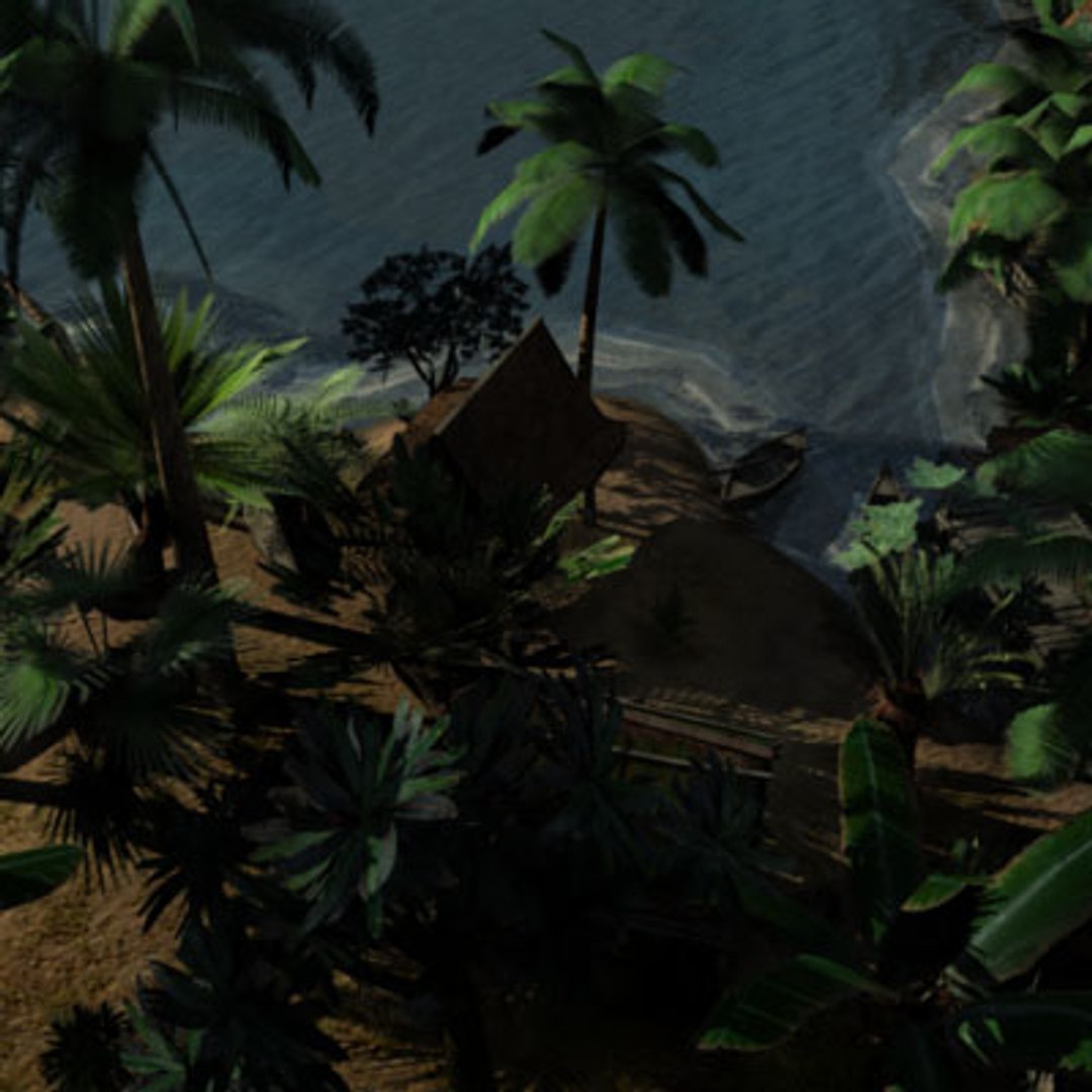 3d tropic level ps2 trees bushes model