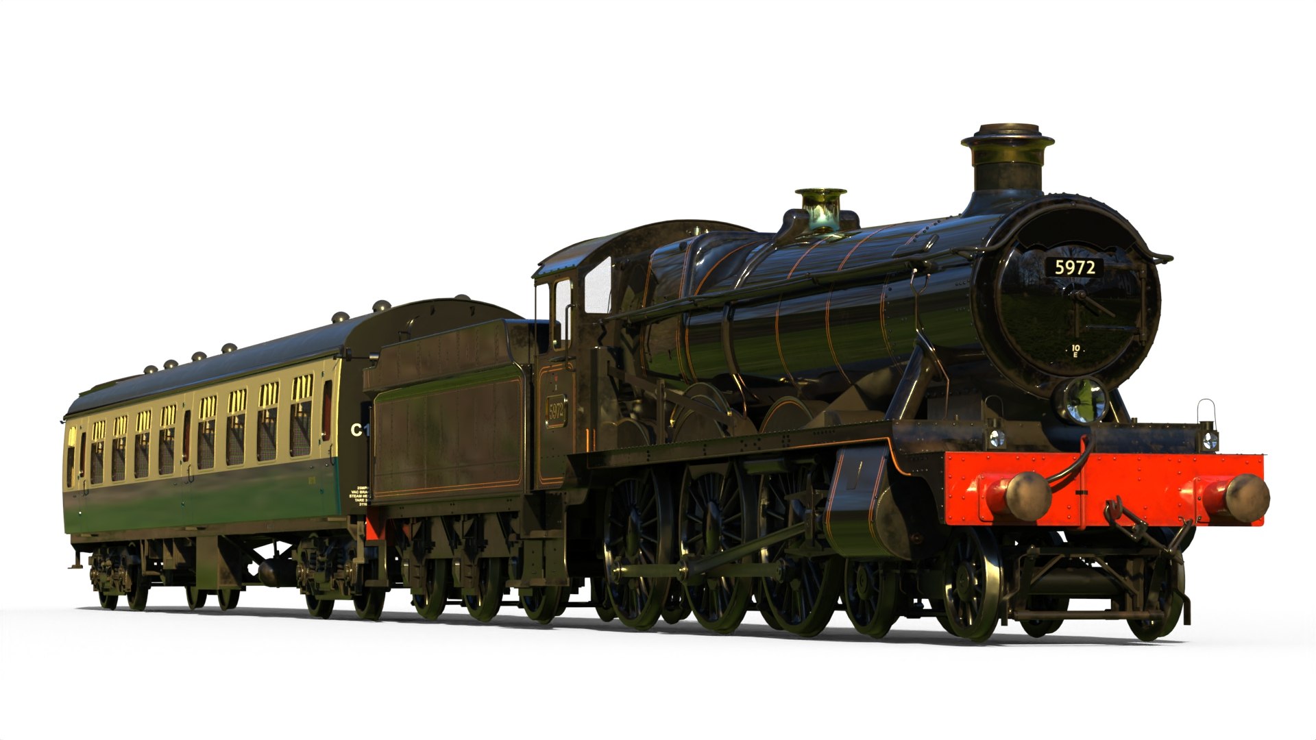 3D Steam Locomotive GWR 4900 Hall Class Model - TurboSquid 2185035