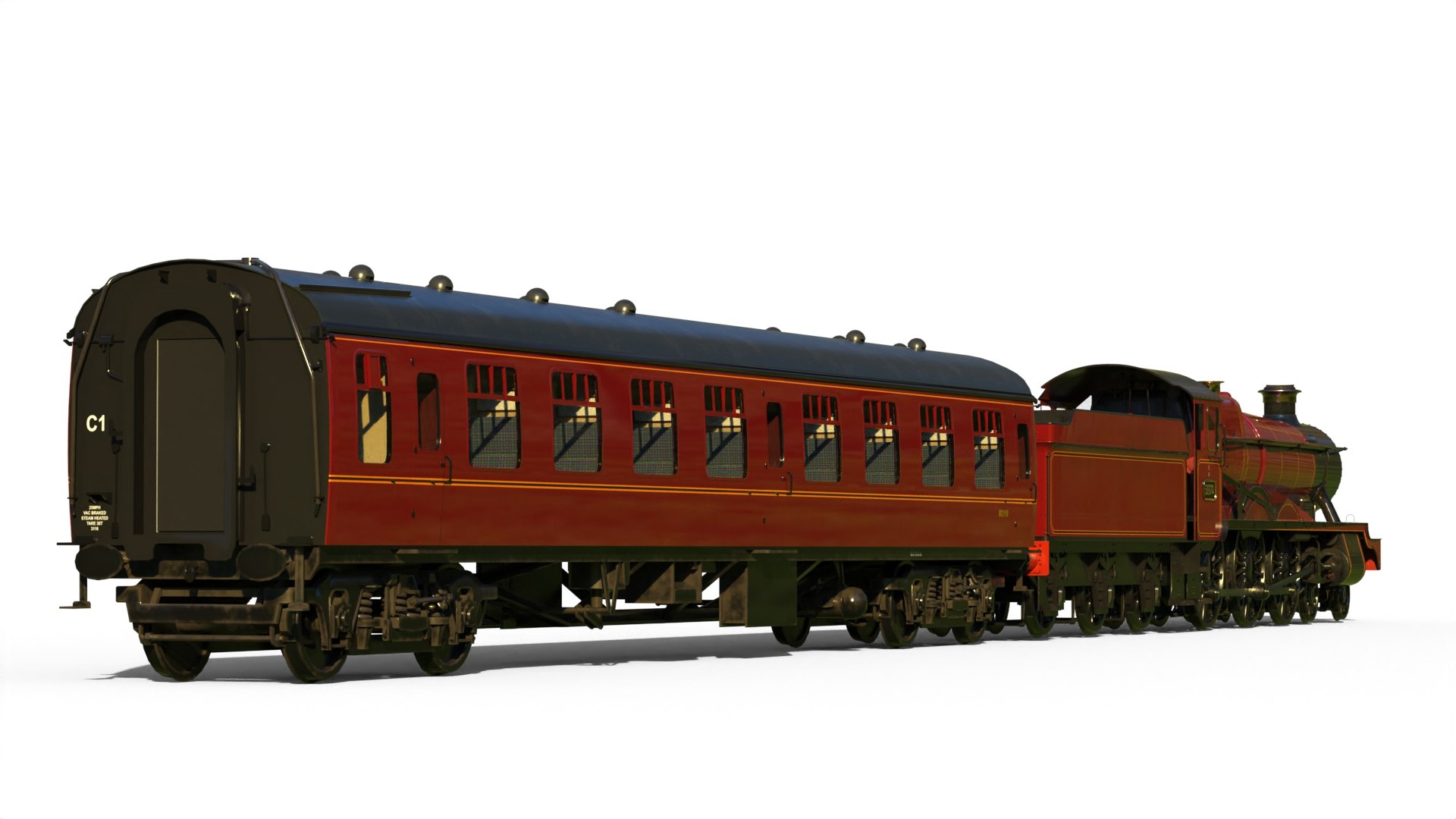 3D Steam Locomotive GWR 4900 Hall Class Model - TurboSquid 2185035