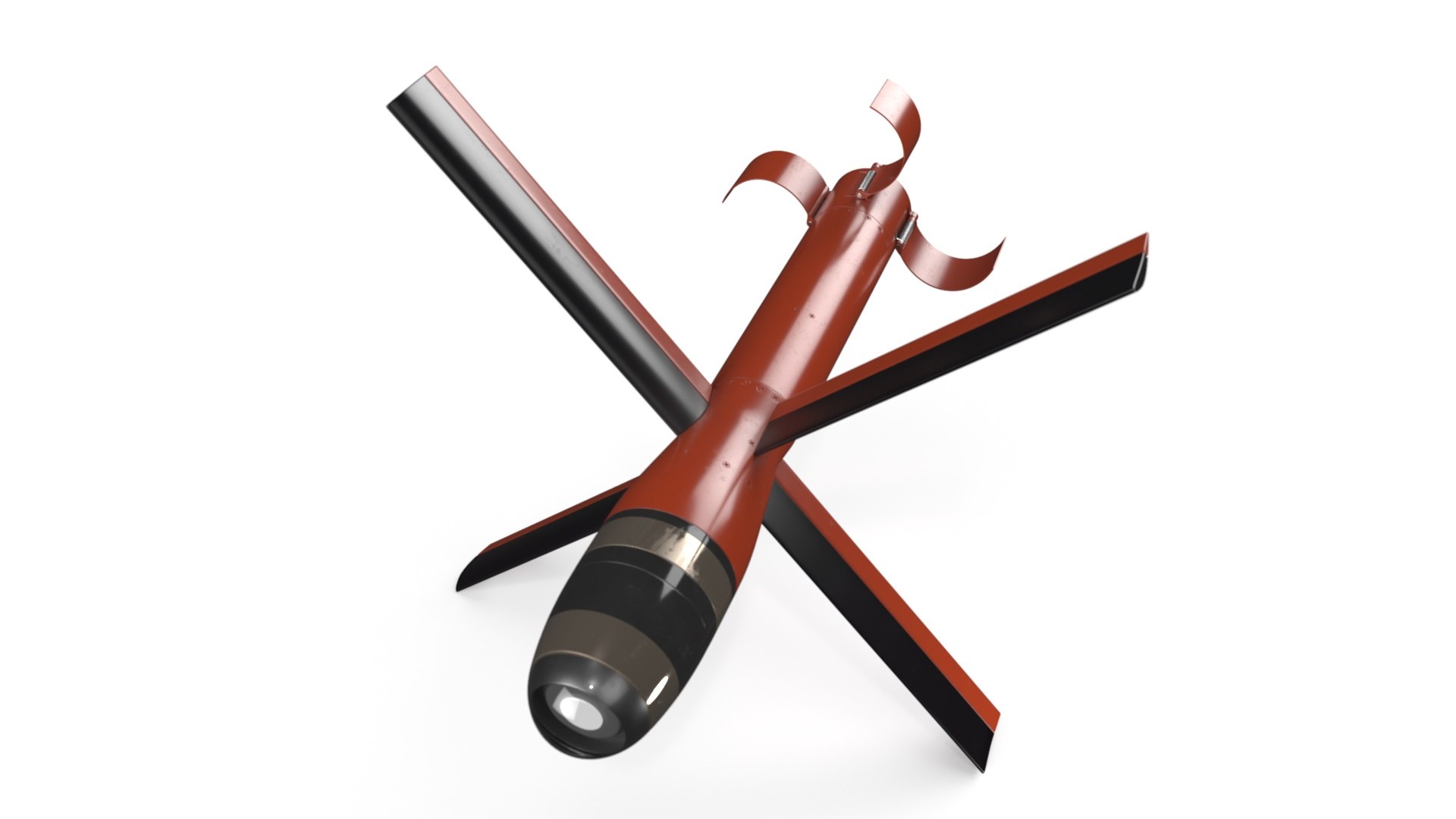 3D Training Glide Bomb With Cross Wings And Nose Cone Red Model ...