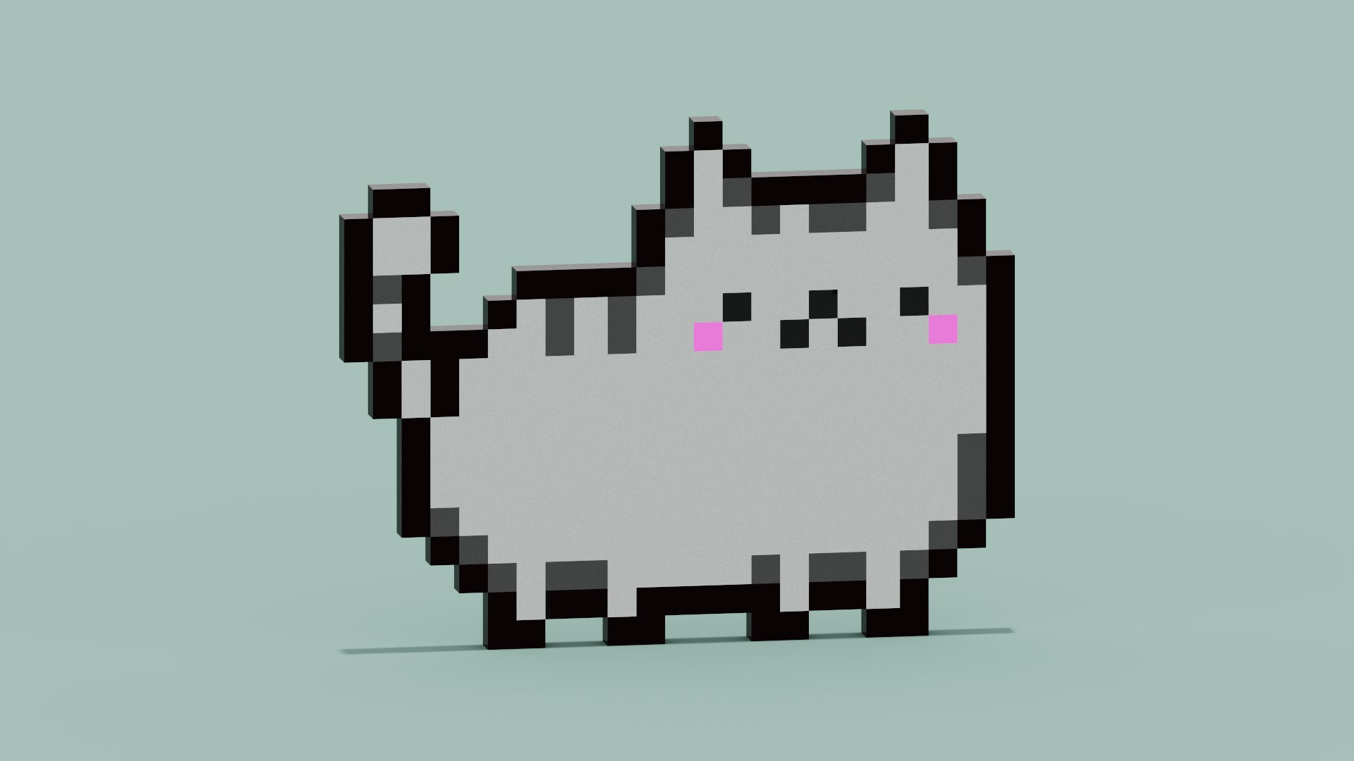 3D Pixel Cat Symbol - TurboSquid 1885160
