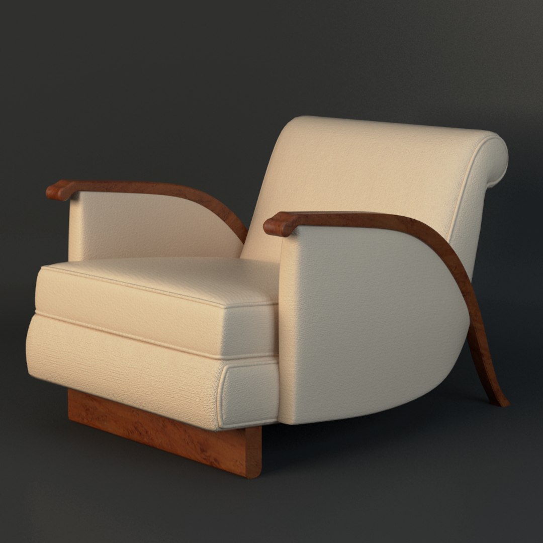 3d Jacques Emile Ruhlmann Chair