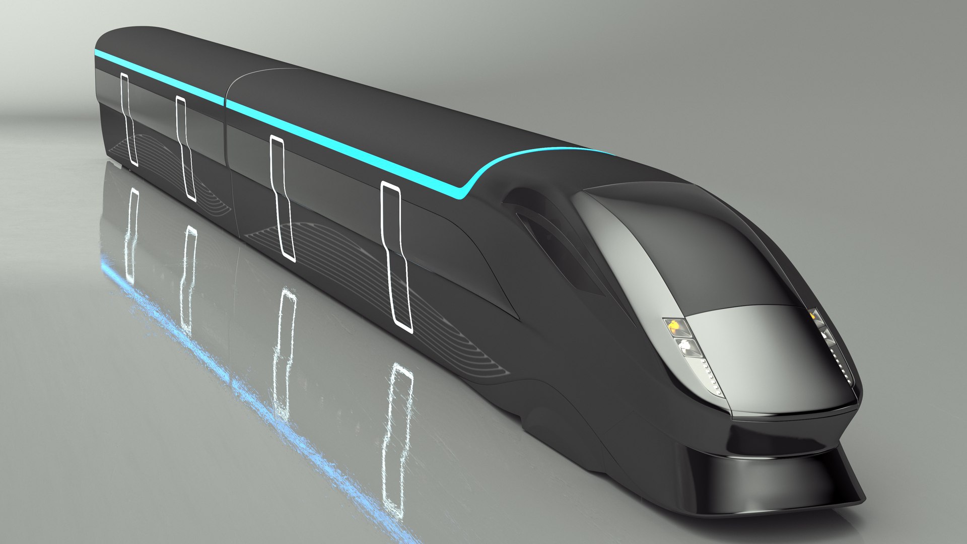 Futuristic Passenger Train Grey 3D Model - TurboSquid 2218381