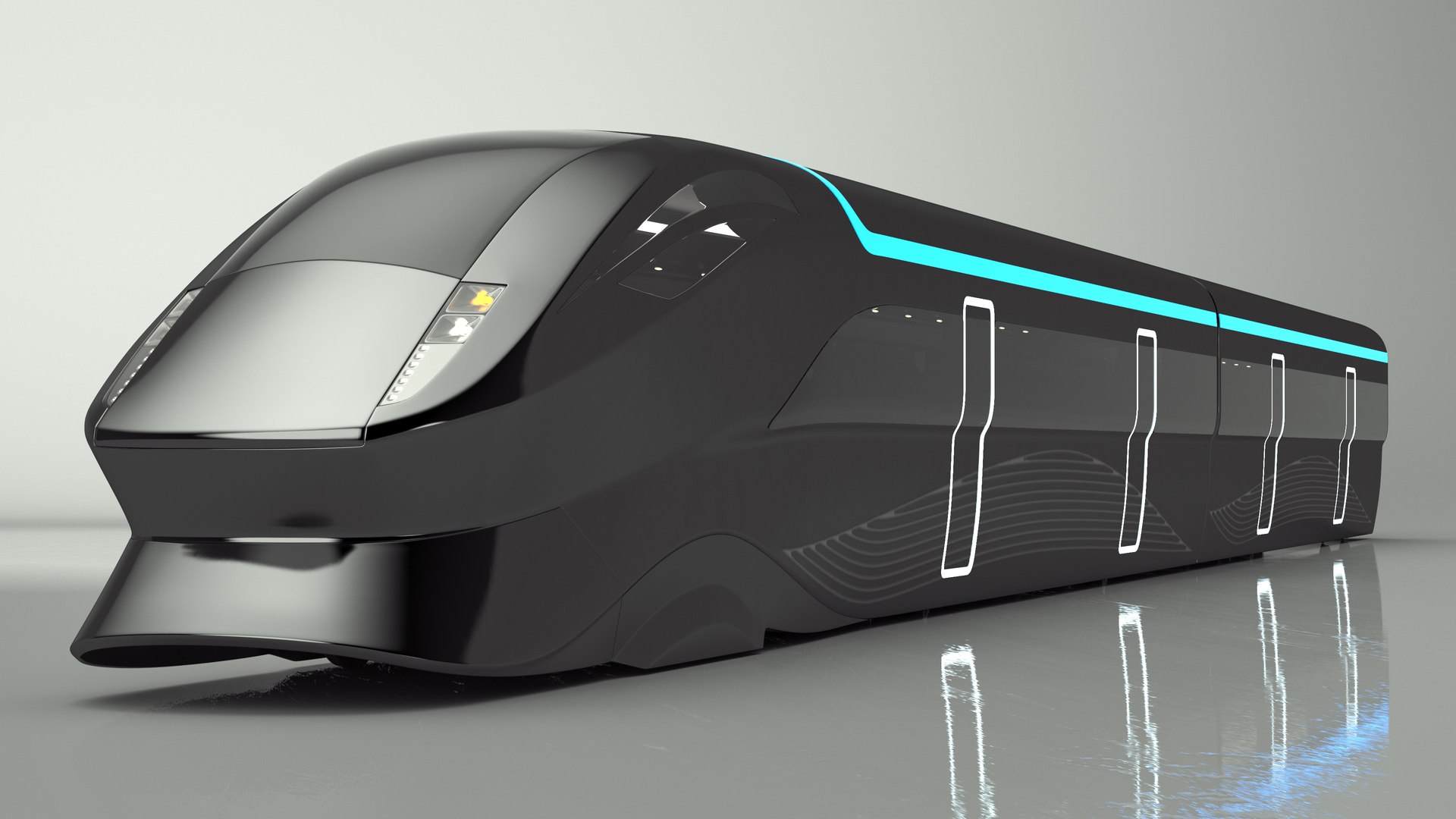 Futuristic Passenger Train Grey 3D Model - TurboSquid 2218381