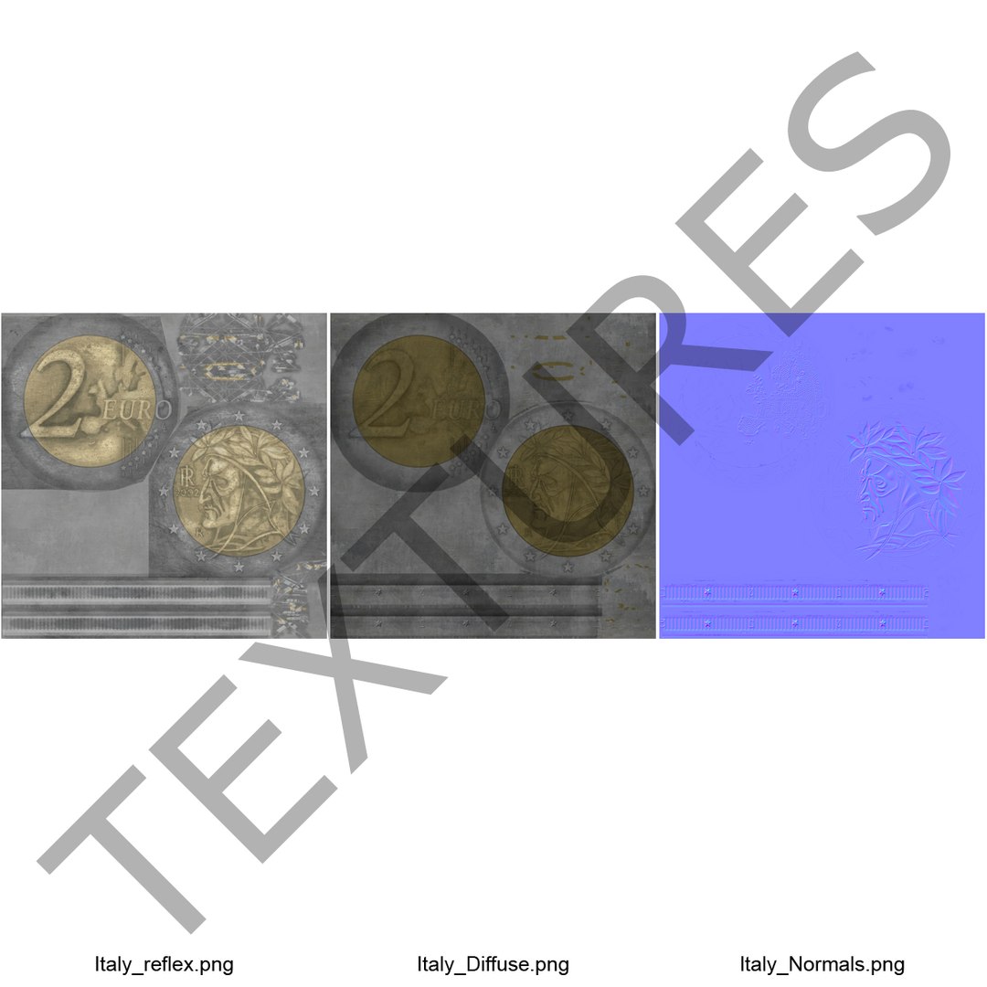 3d Italian Euro Coins Modeled