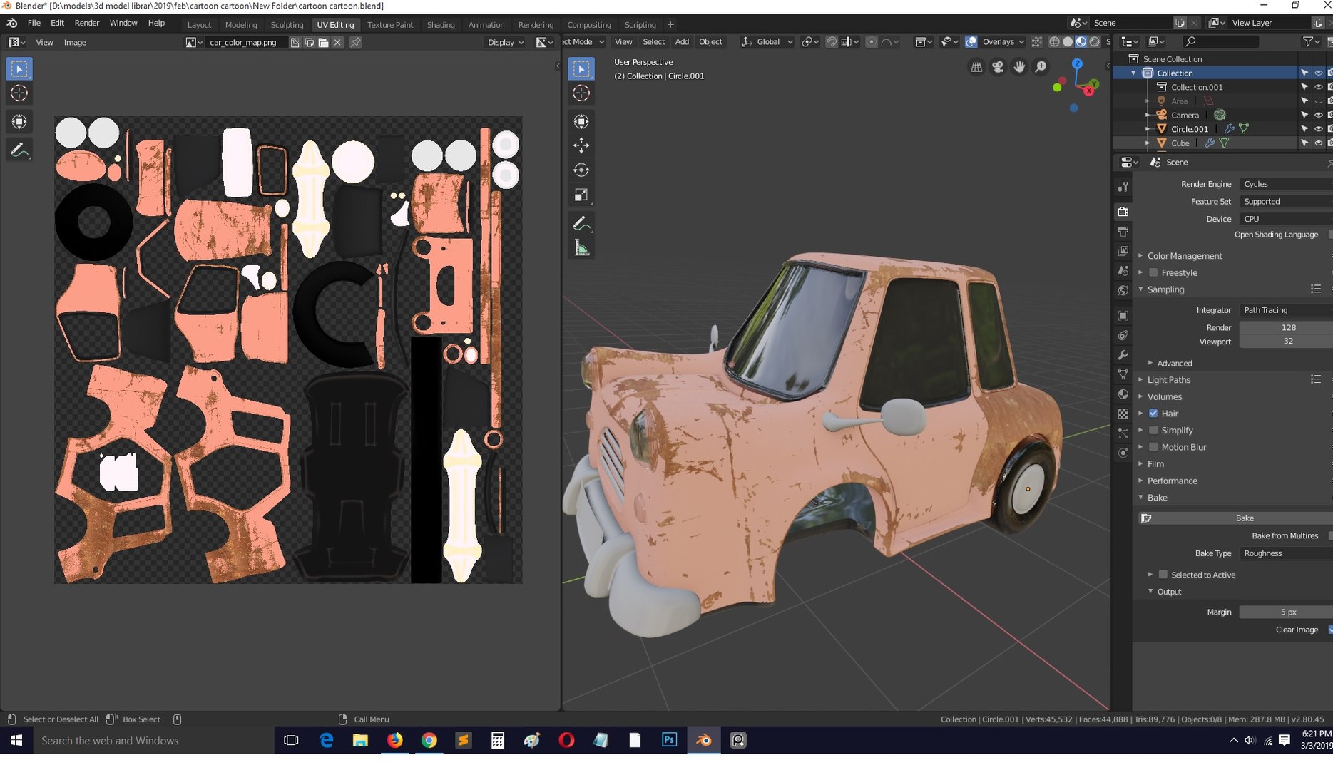 Cartoon Car Rusty Paint Model - TurboSquid 1390538