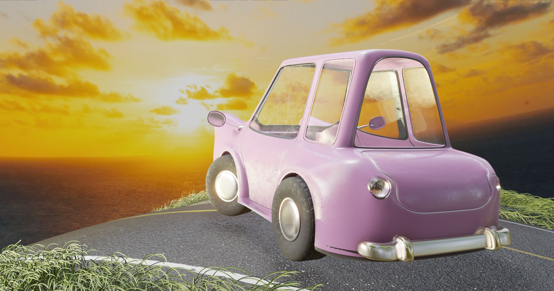 Cartoon Car Rusty Paint Model - TurboSquid 1390538