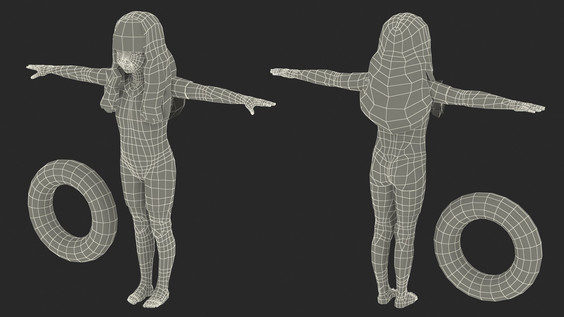 3D Realistic Chinese Child Girl Beach Style T-pose - TurboSquid 1970911