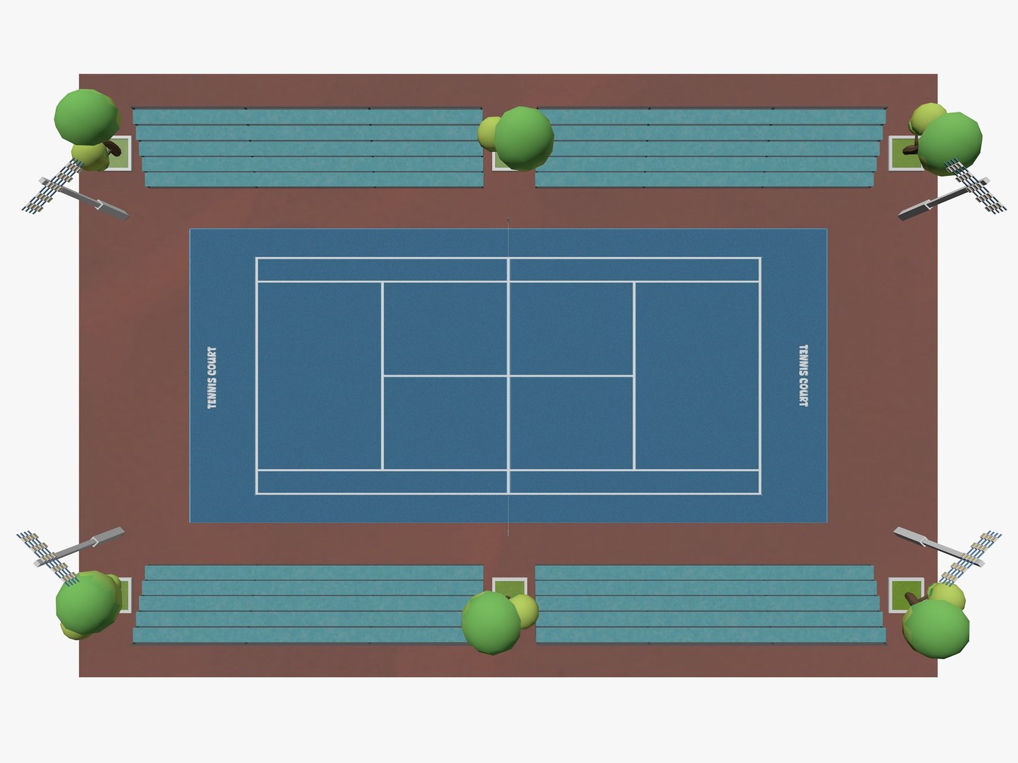 Cartoon Tennis Court 3D Model - TurboSquid 2238263