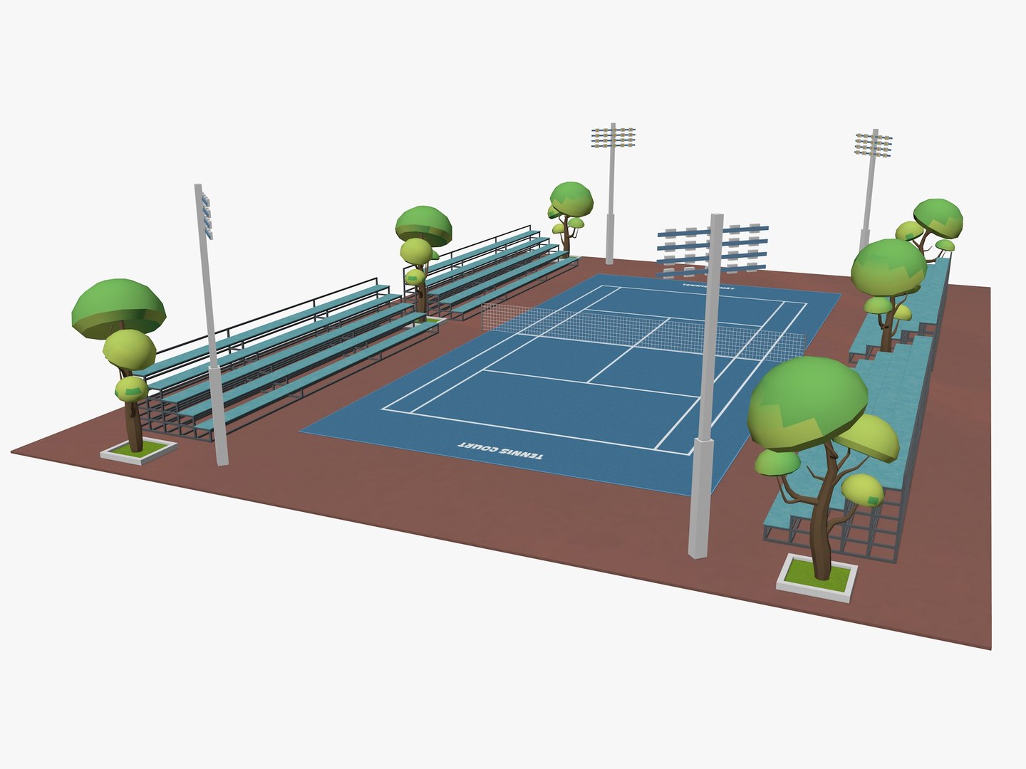 Cartoon Tennis Court 3D Model - TurboSquid 2238263