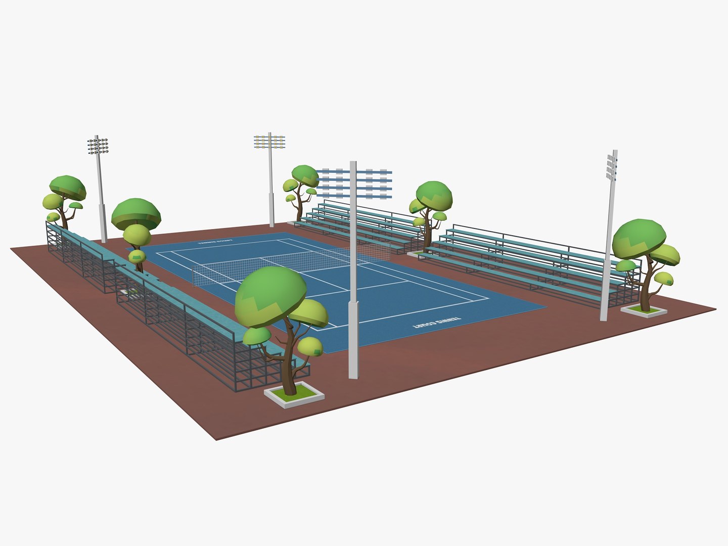 Cartoon Tennis Court 3D Model - TurboSquid 2238263