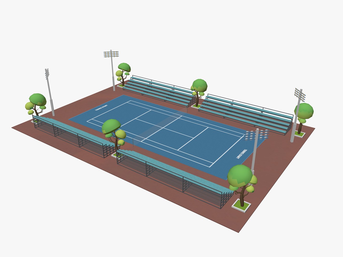 Cartoon Tennis Court 3D Model - TurboSquid 2238263