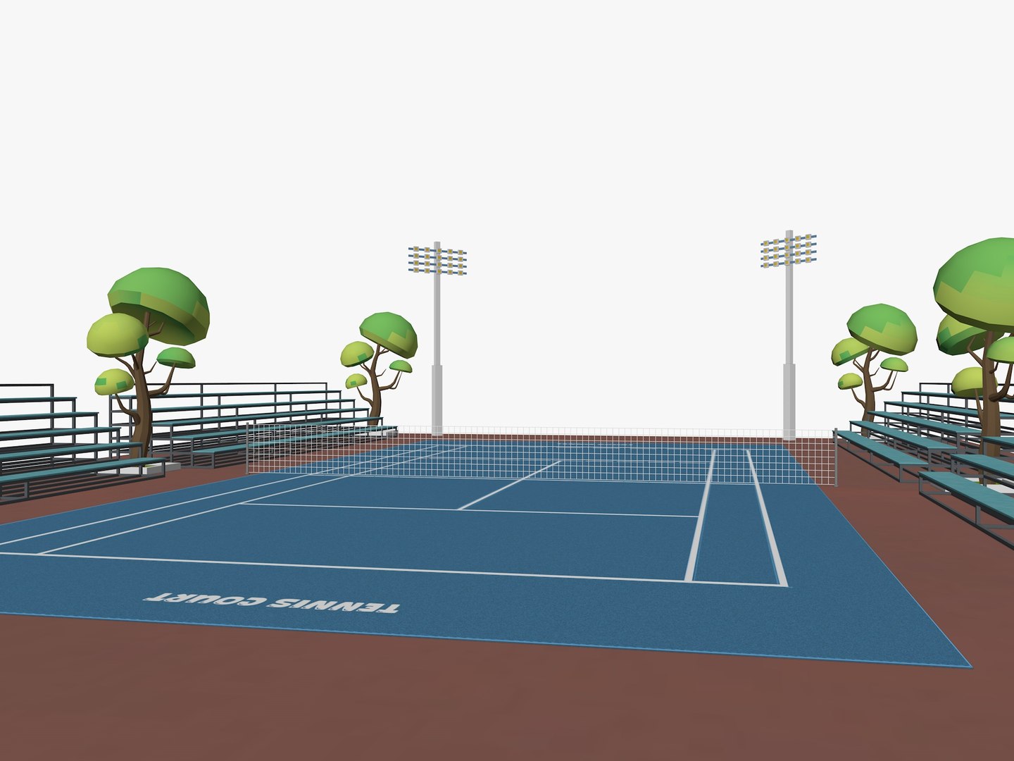 Cartoon Tennis Court 3D Model - TurboSquid 2238263