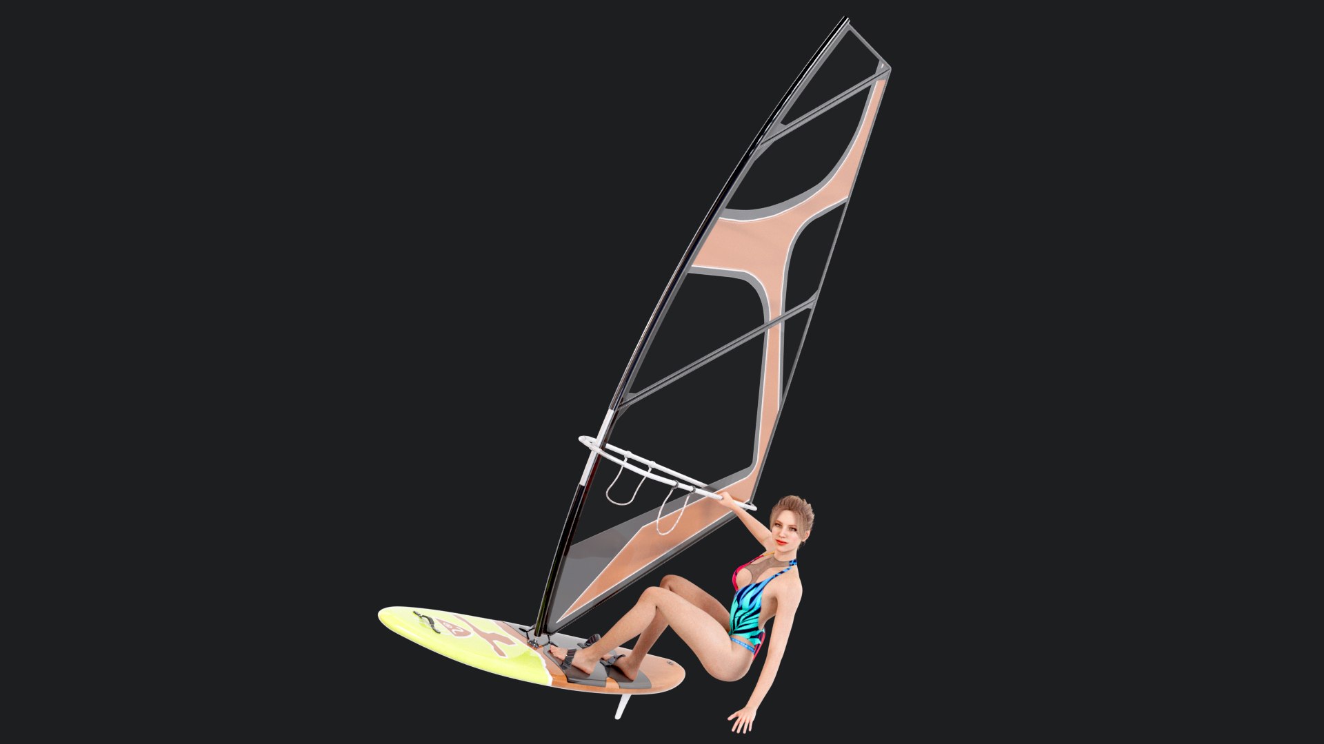 3D Female Windsurf Model - TurboSquid 2385069