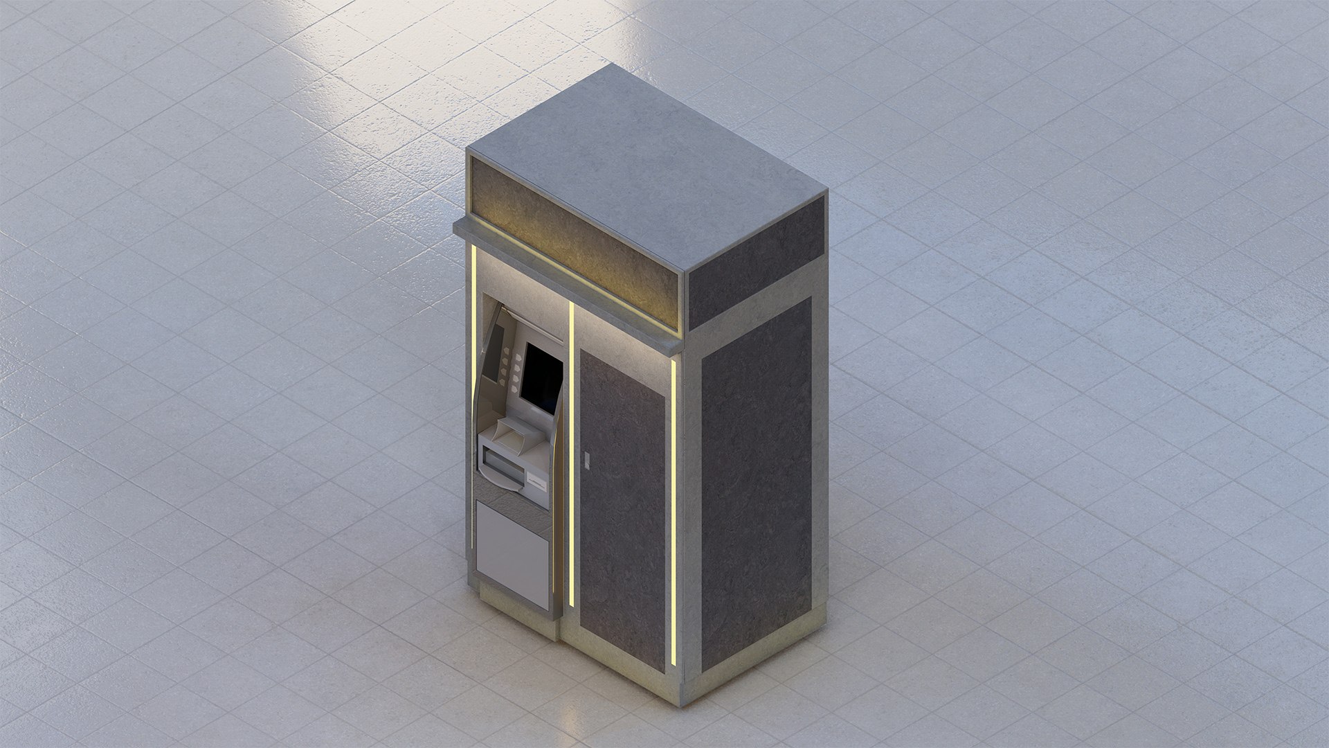 3D Model ATM Booth With Space For Ad And Profile Lighting - TurboSquid ...