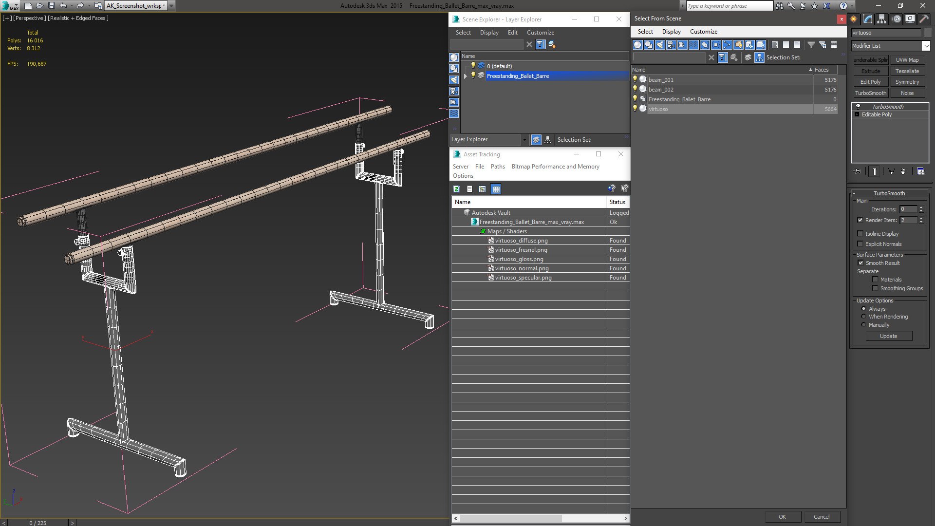 3D Freestanding Ballet Barre model - TurboSquid 2006719