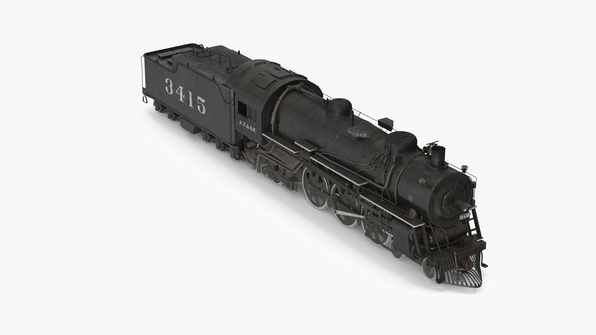 3D Vintage Steam Locomotive ATSF 3415 Rigged For Cinema 4D - TurboSquid ...