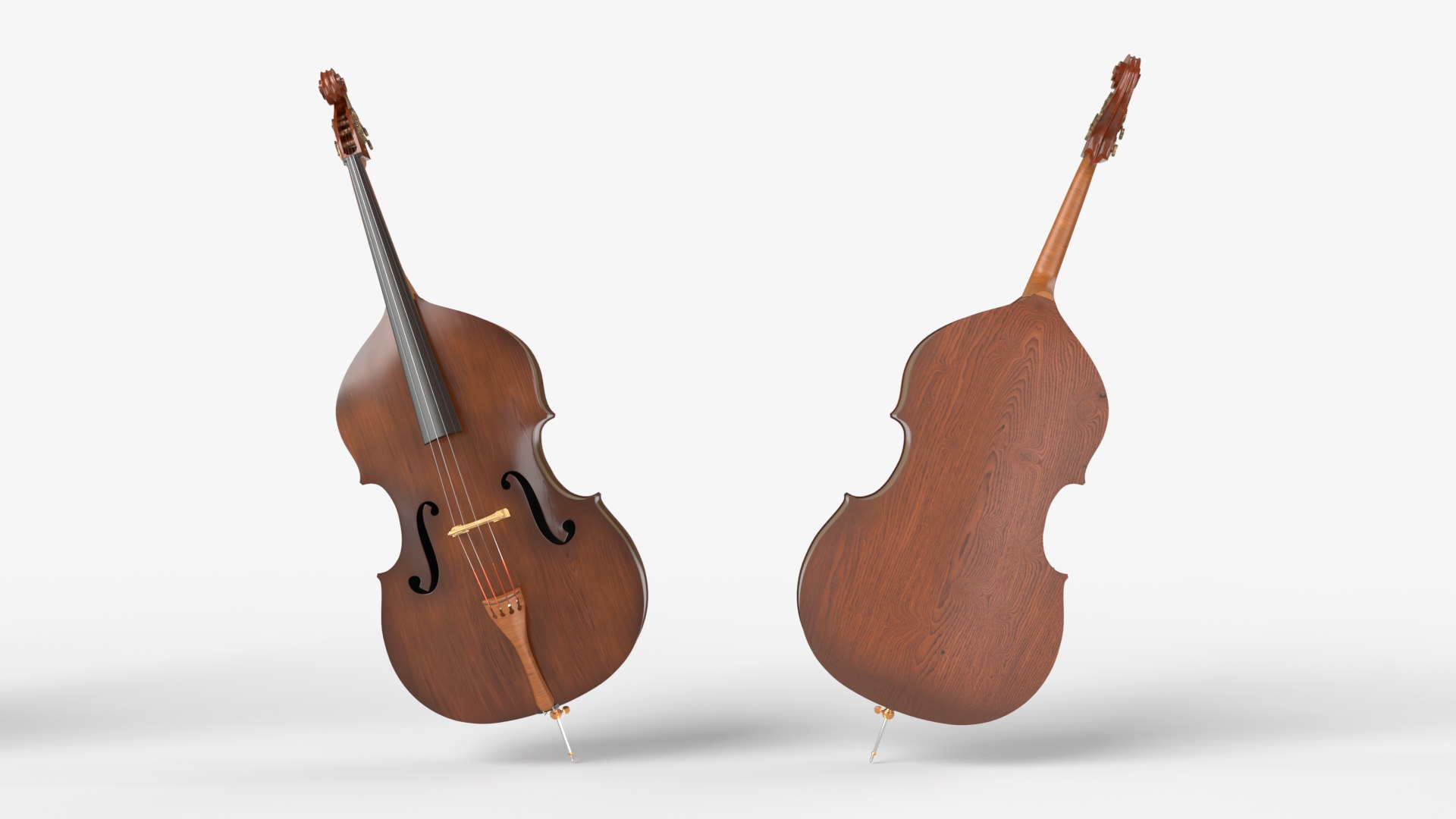 Double Bass Music Instrument With Bow And Stand 3D Model - TurboSquid ...