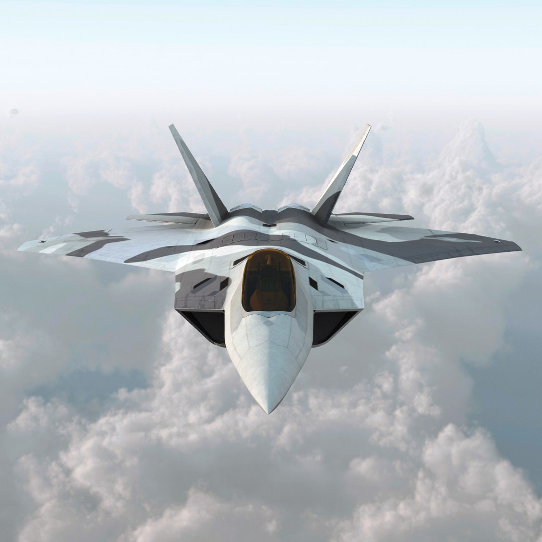 realistic f-22 raptor rigged 3d model