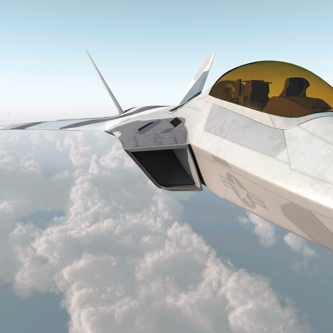realistic f-22 raptor rigged 3d model
