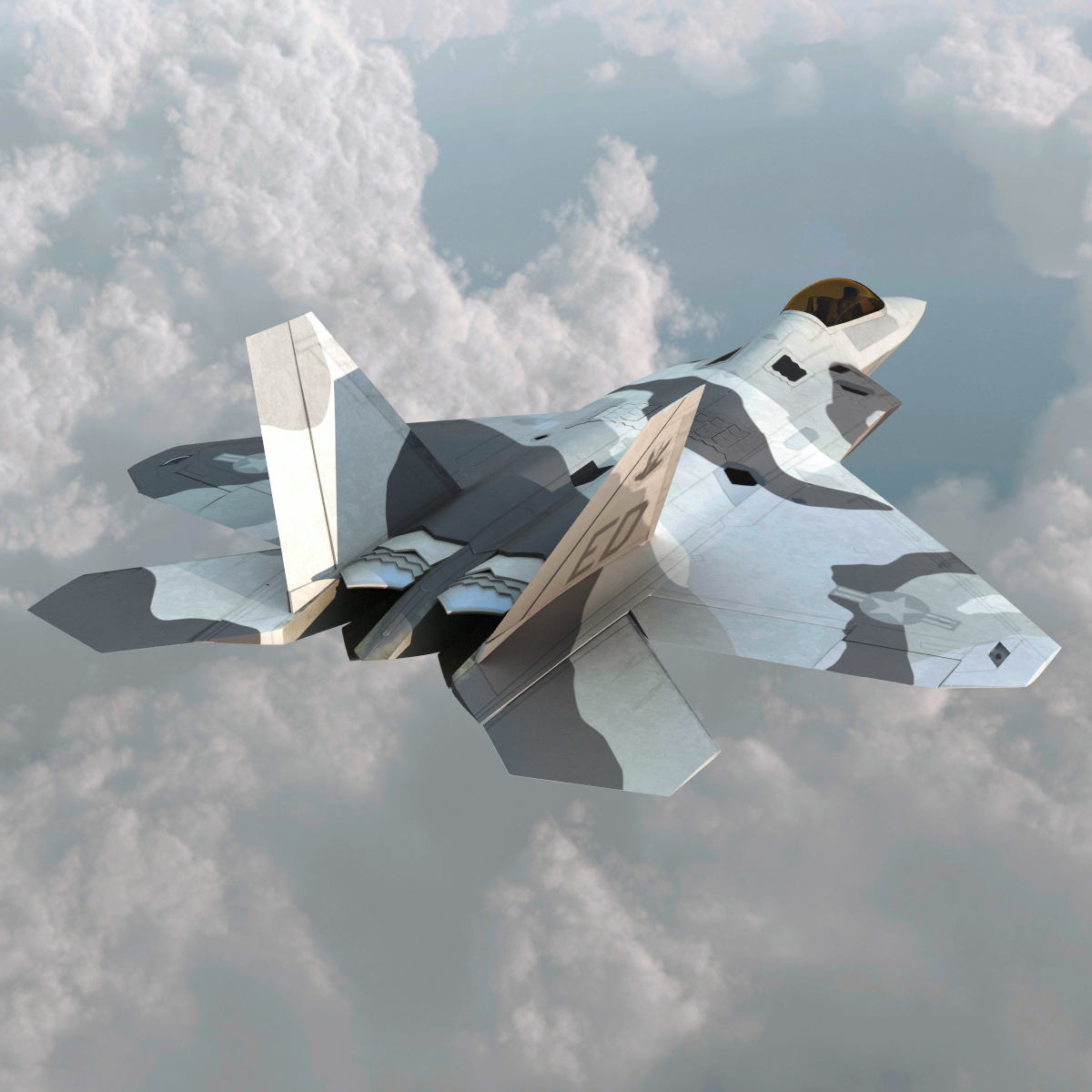 realistic f-22 raptor rigged 3d model