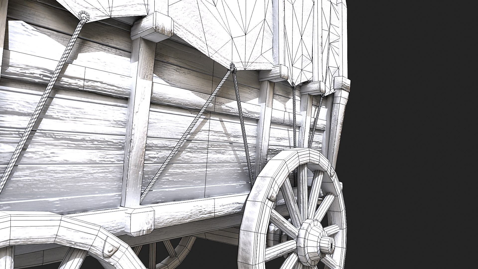 3D Model Covered Wooden Wagon - TurboSquid 2358577