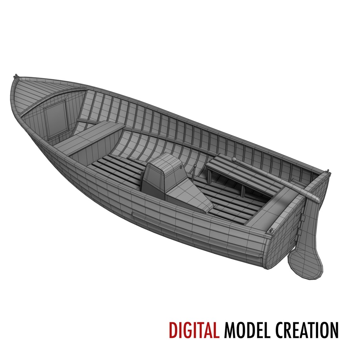Motorized Dinghy Small Boat Obj