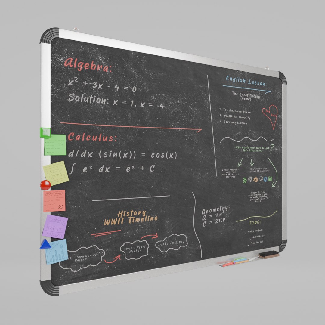 3D Customizable Wall-Mounted Blackboard - Rectangular Metal Writing ...