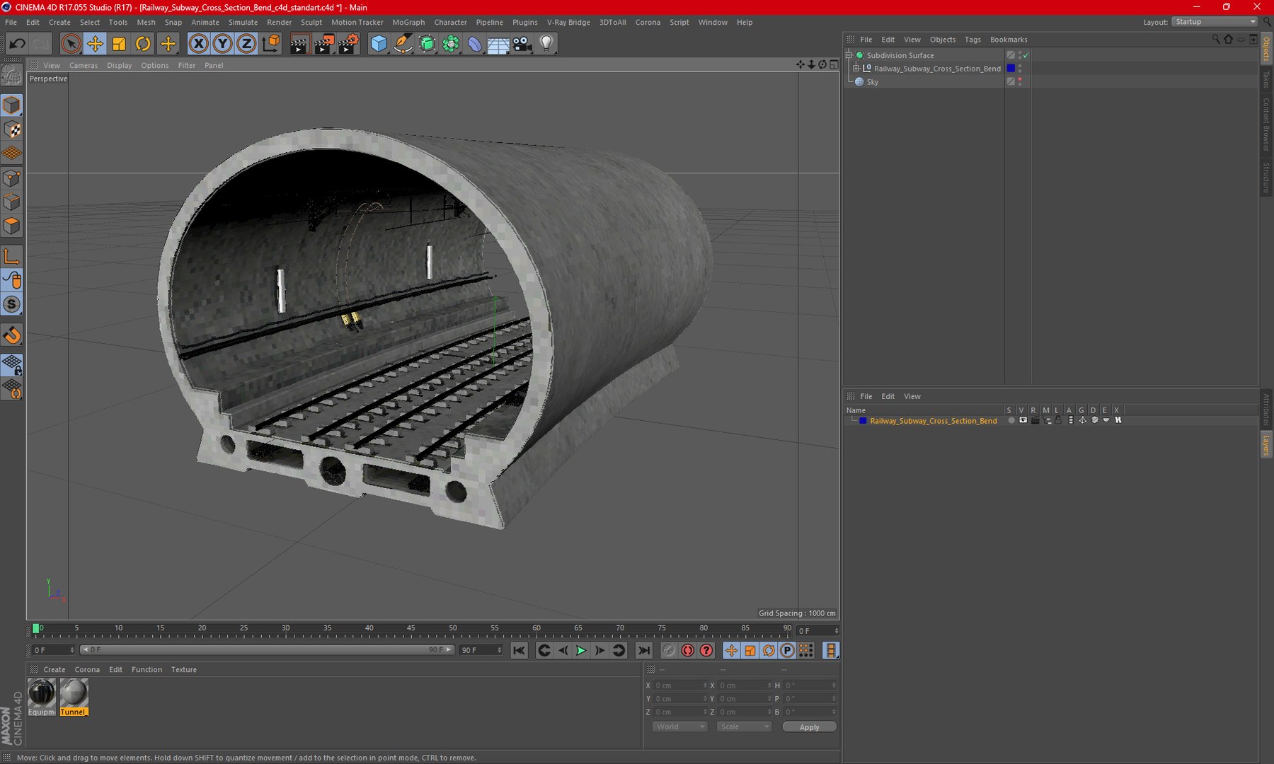 Railway Subway Cross Section Bend 3D Model - TurboSquid 2279874