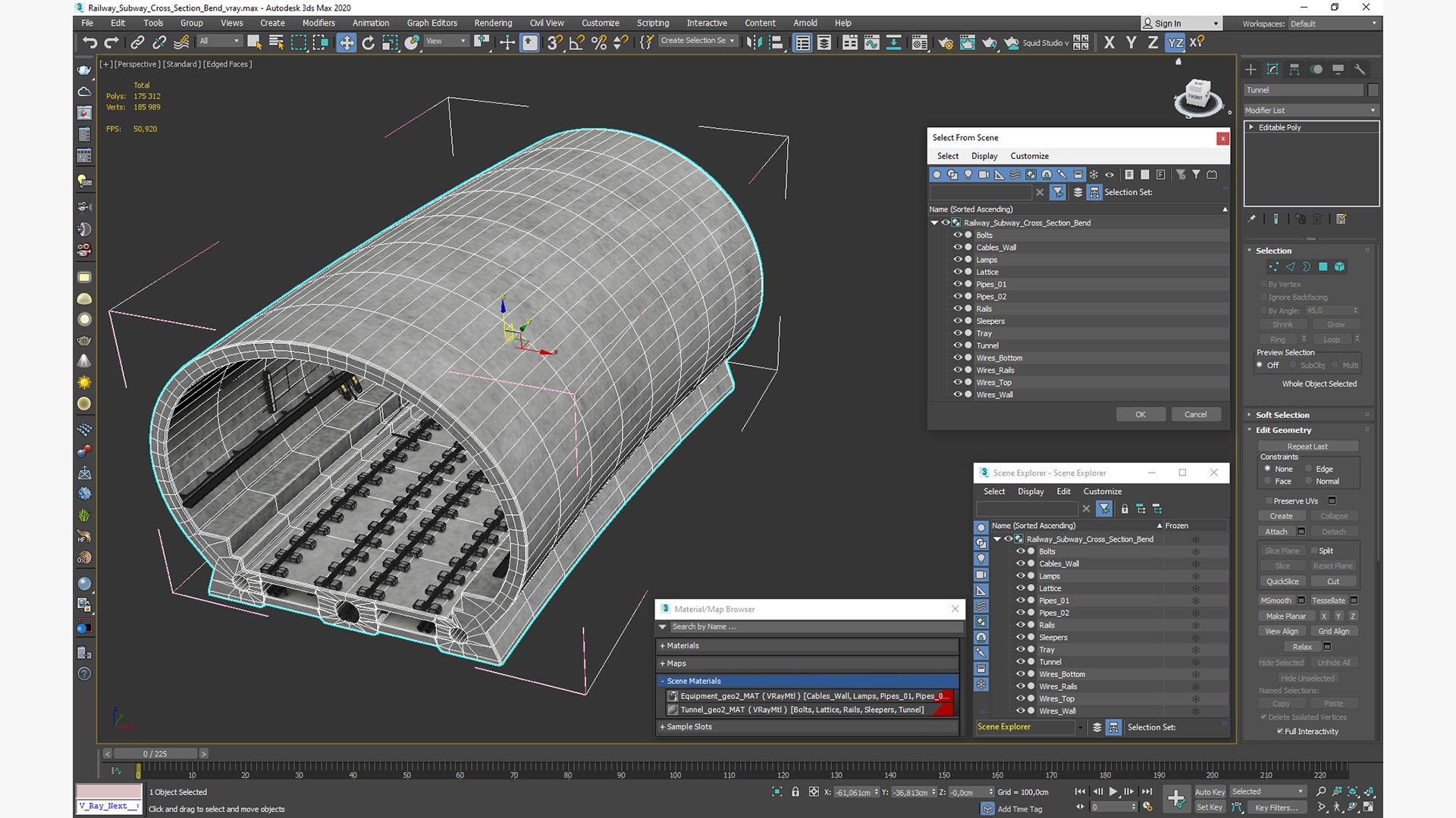 Railway Subway Cross Section Bend 3D Model - TurboSquid 2279874