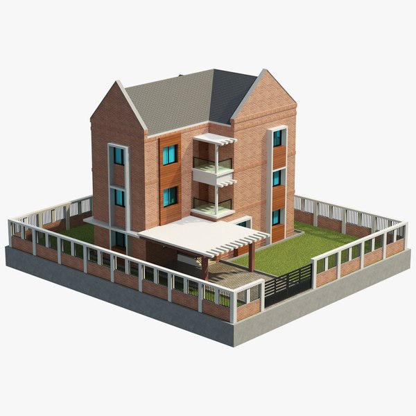 modelo 3d Casa de ladrillo de tres pisos - TurboSquid 2238970