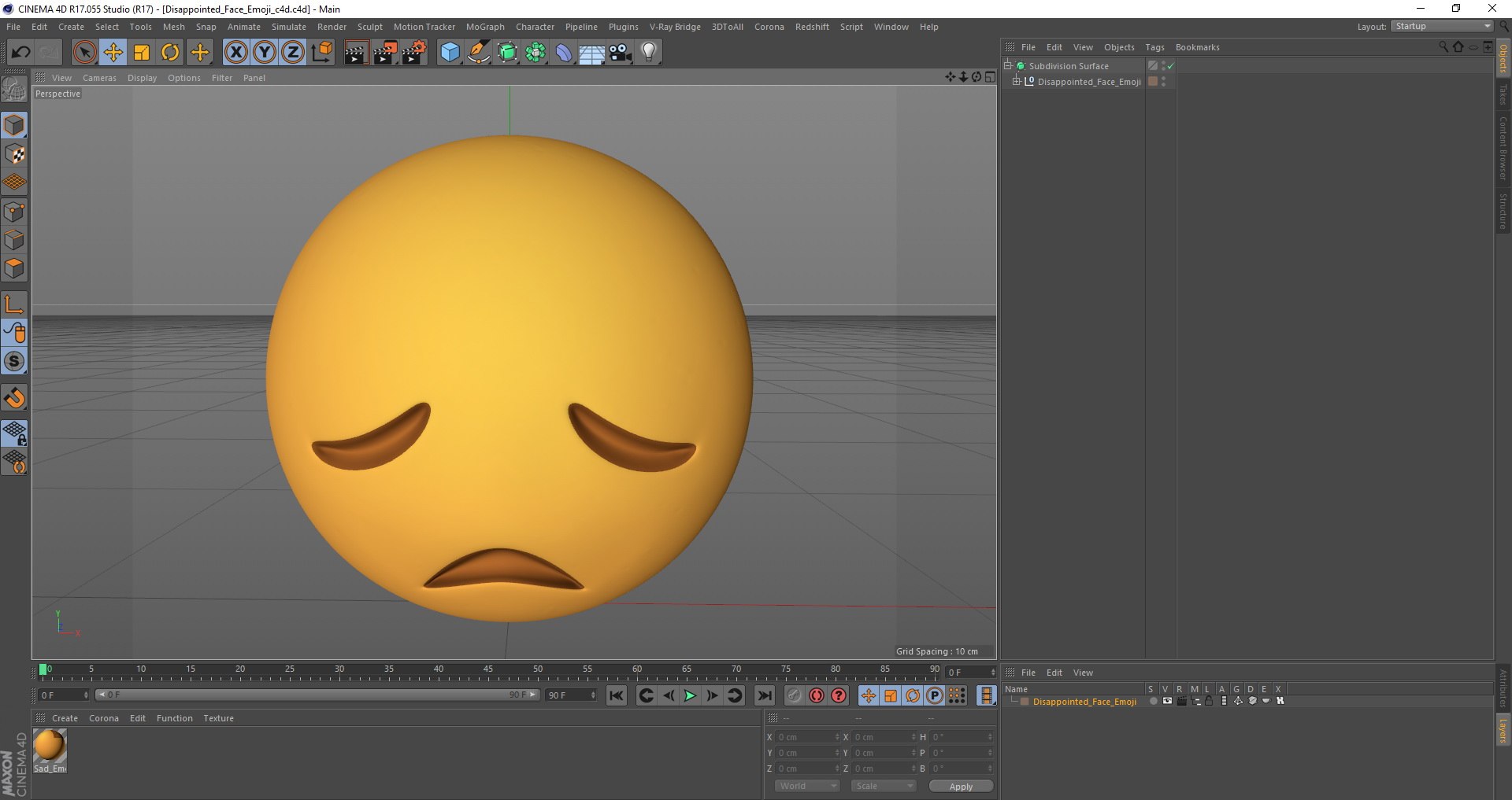 Disappointed Face Emoji 3D - TurboSquid 1531429