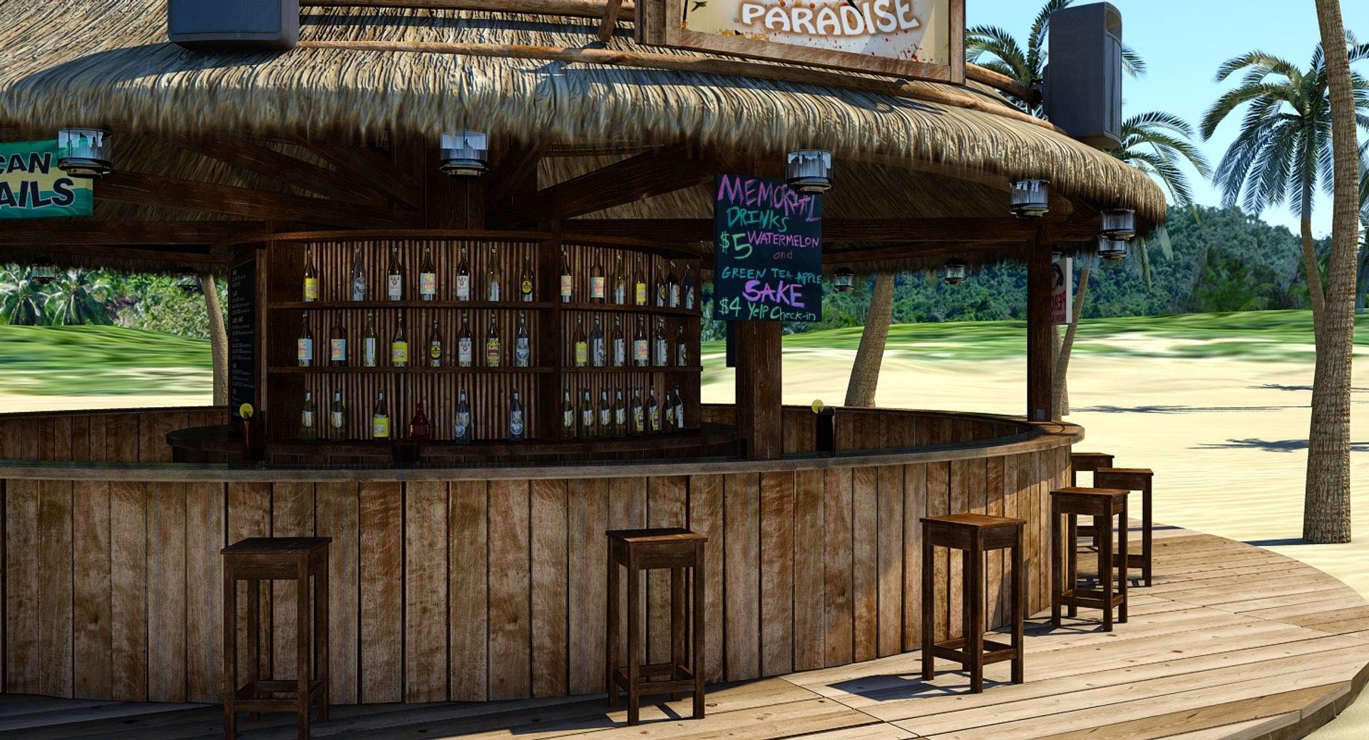 3d Model Beach Bar