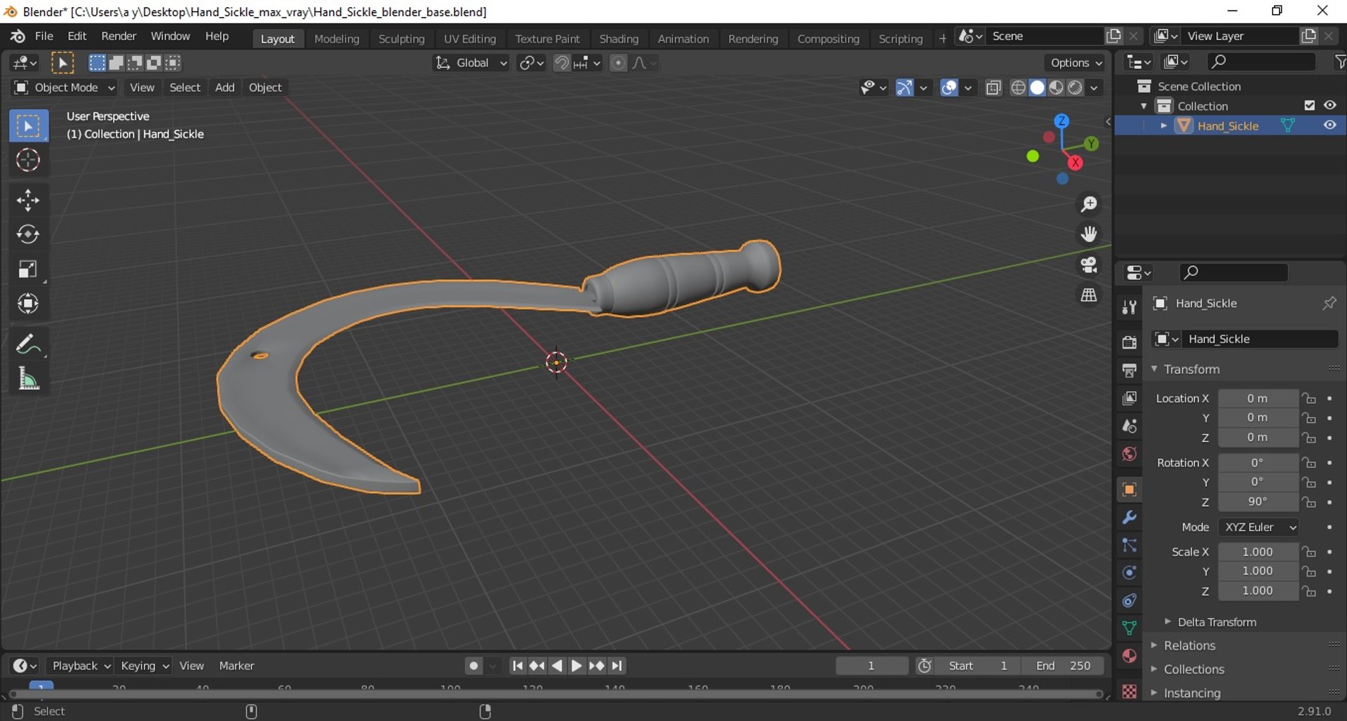 Hand Sickle 3D Model - TurboSquid 1766208