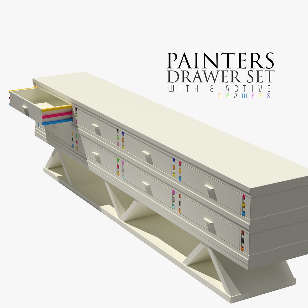 3D Painters Drawer Set Model - TurboSquid 2024041