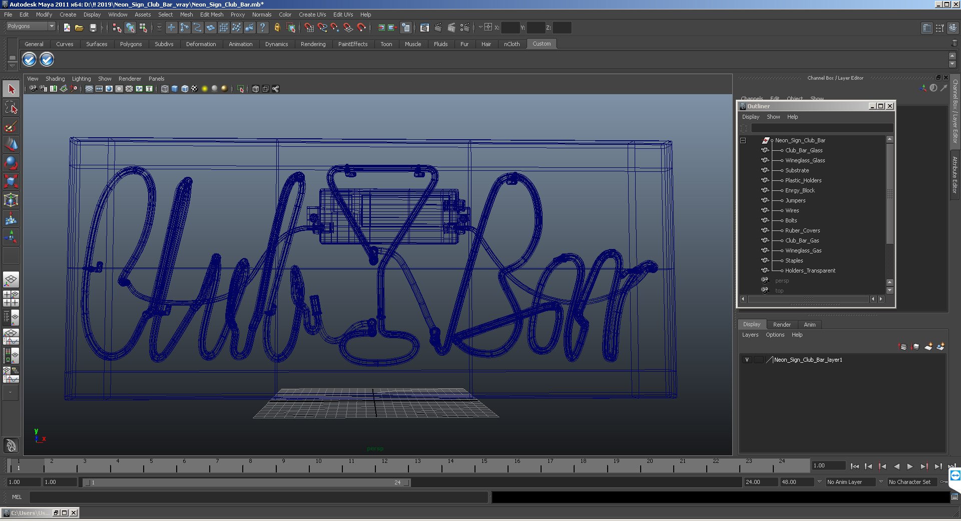 Neon Sign Club Bar 3D - TurboSquid 1369780
