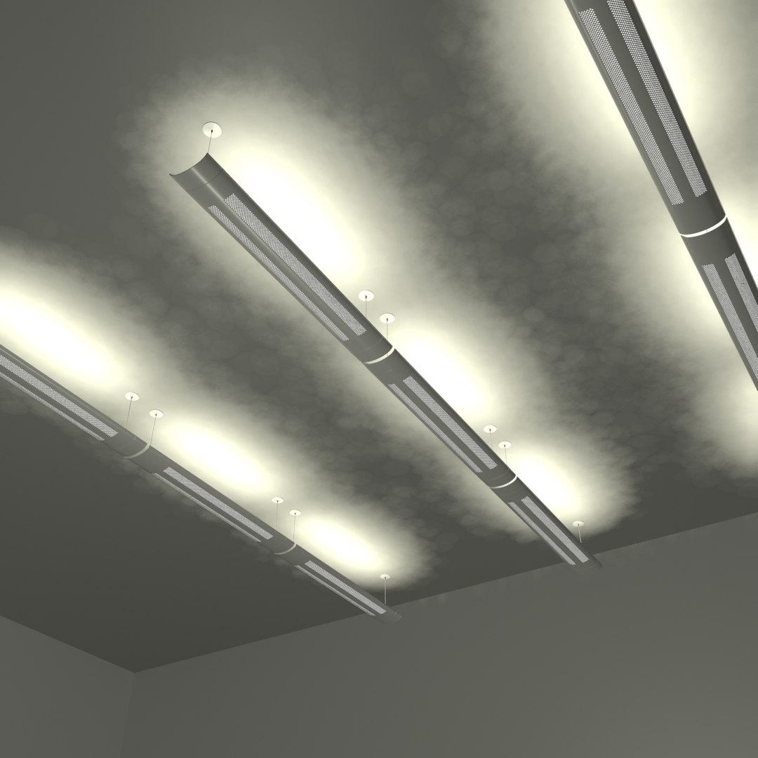 florescent hanging light 3d model