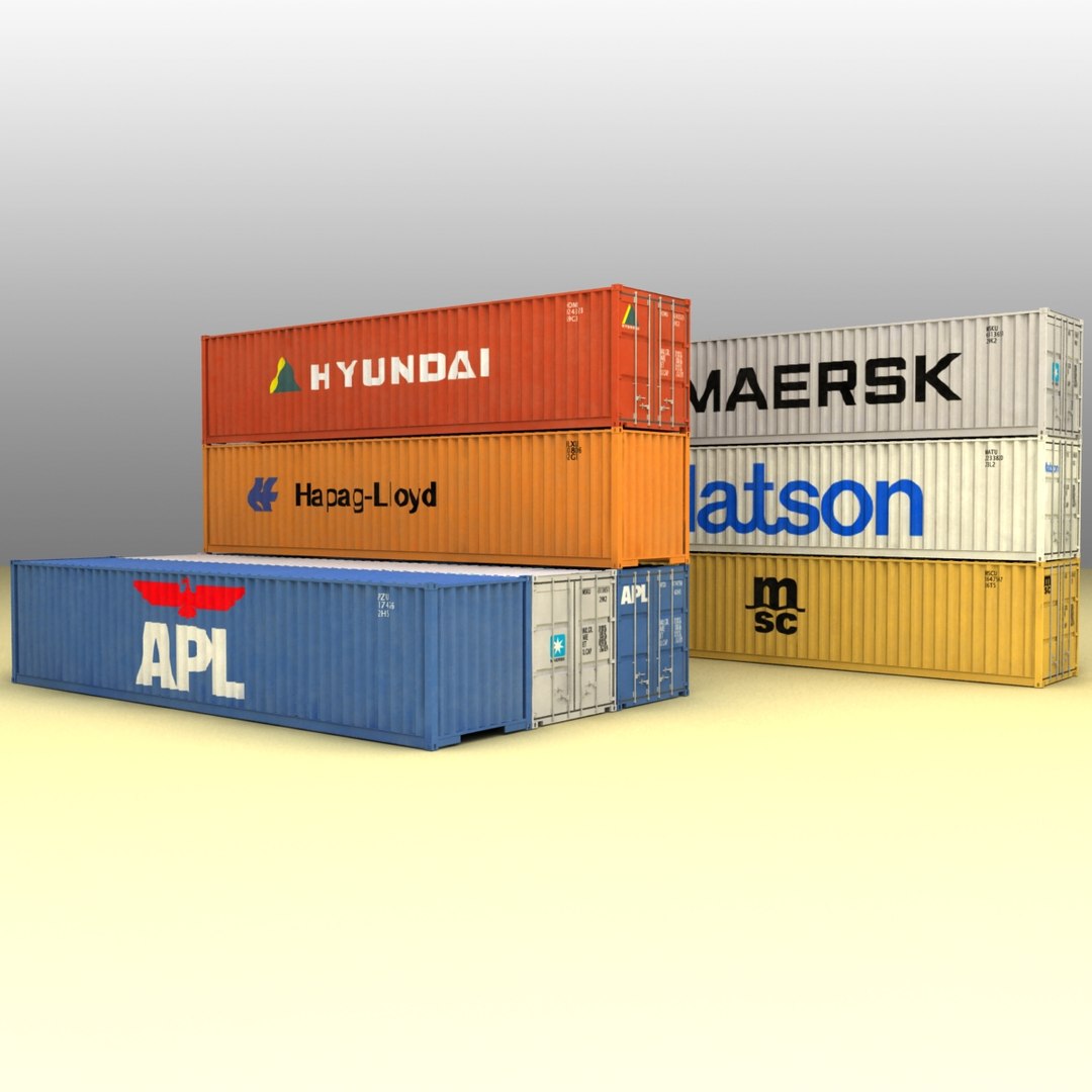 40 Feet Container Ships 3d Model