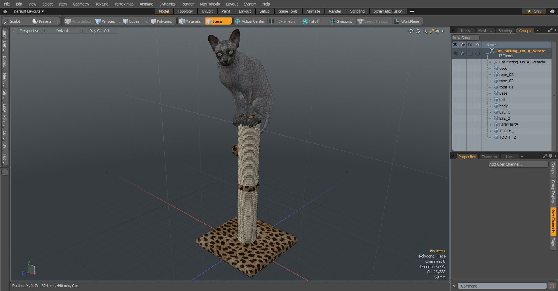 Cat Sitting On A Scratching Post model - TurboSquid 1819375