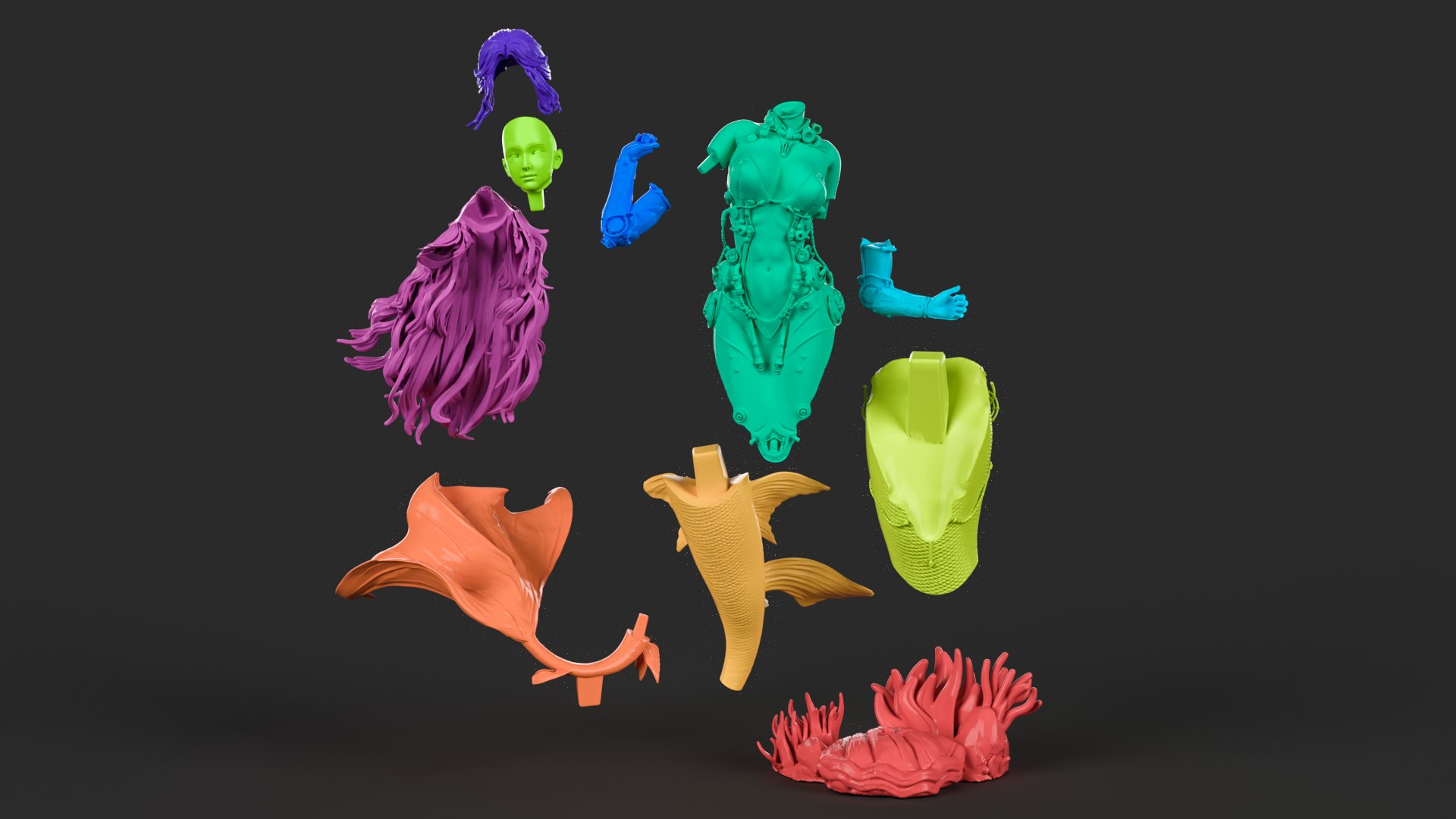 Sci-FI Mermaid - 3D print ready - 3D print model 3D model - TurboSquid ...