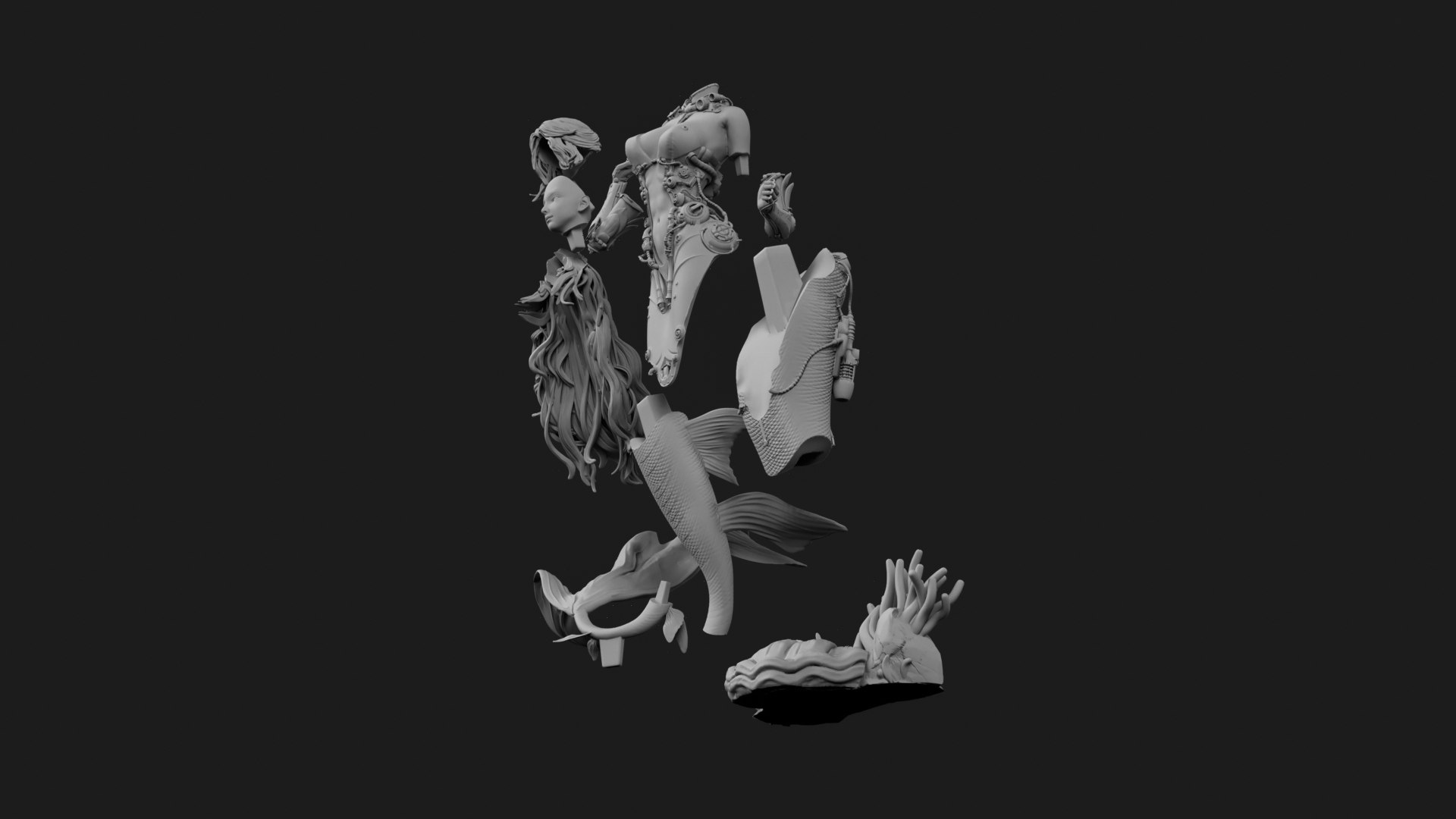 Sci-FI Mermaid - 3D print ready - 3D print model 3D model - TurboSquid ...
